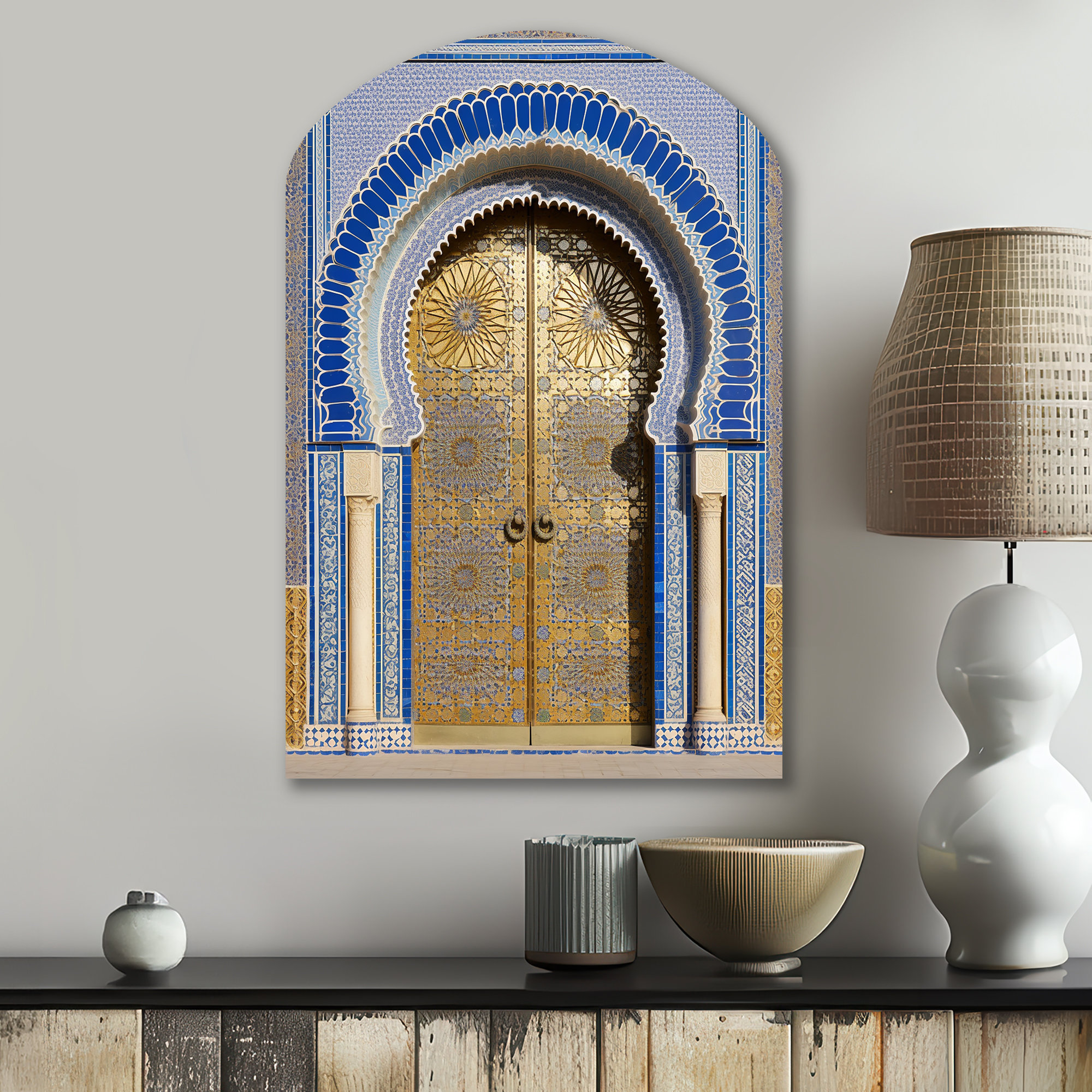 Design Art Morrocco Palace Golden Doors I - Countryside Arch Shape ...