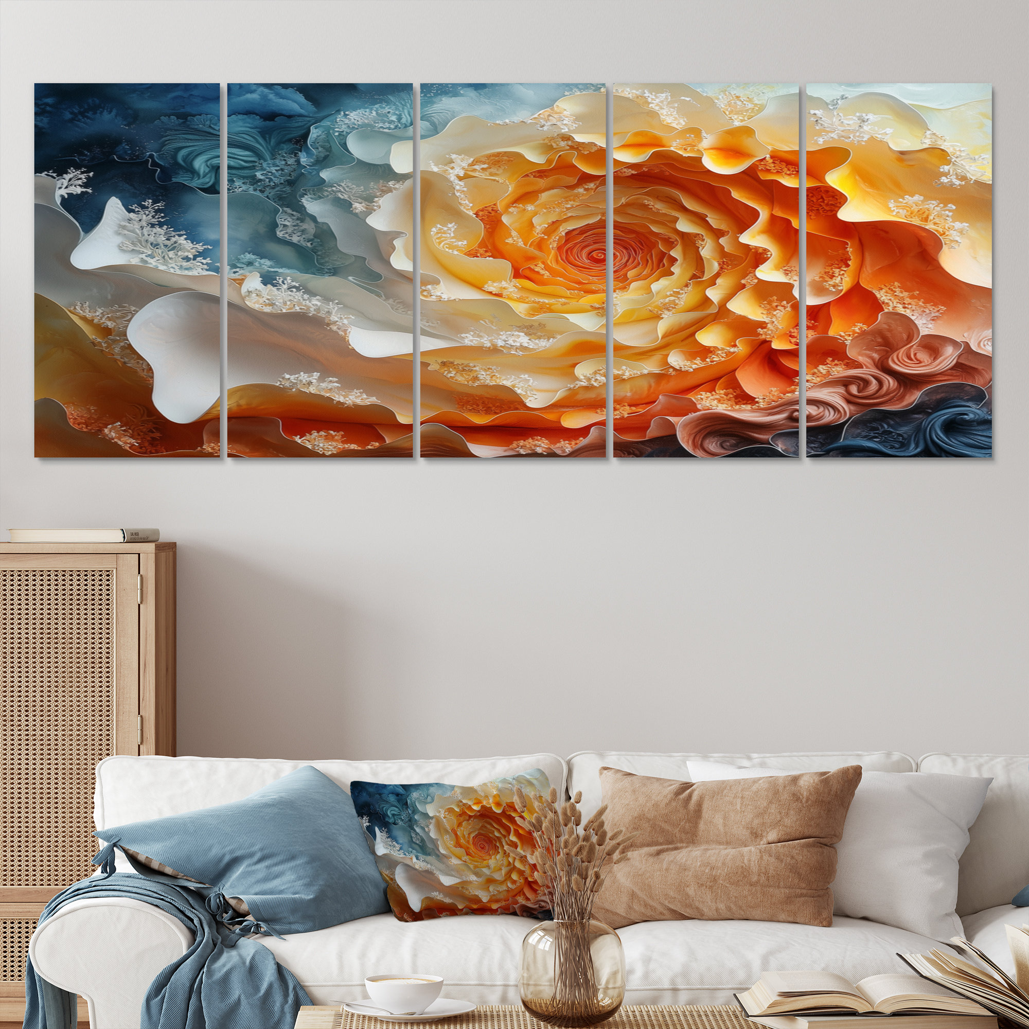 Ivy Bronx Yellow And Orange Sunrise Abstract Waves I - Abstract Spirals ...