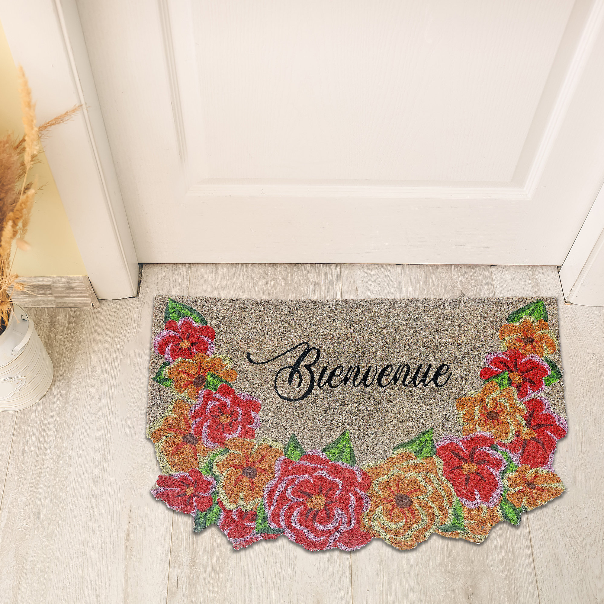 Lark Manor Garland Shape Coir Door Mat Bienvenue - Wayfair Canada