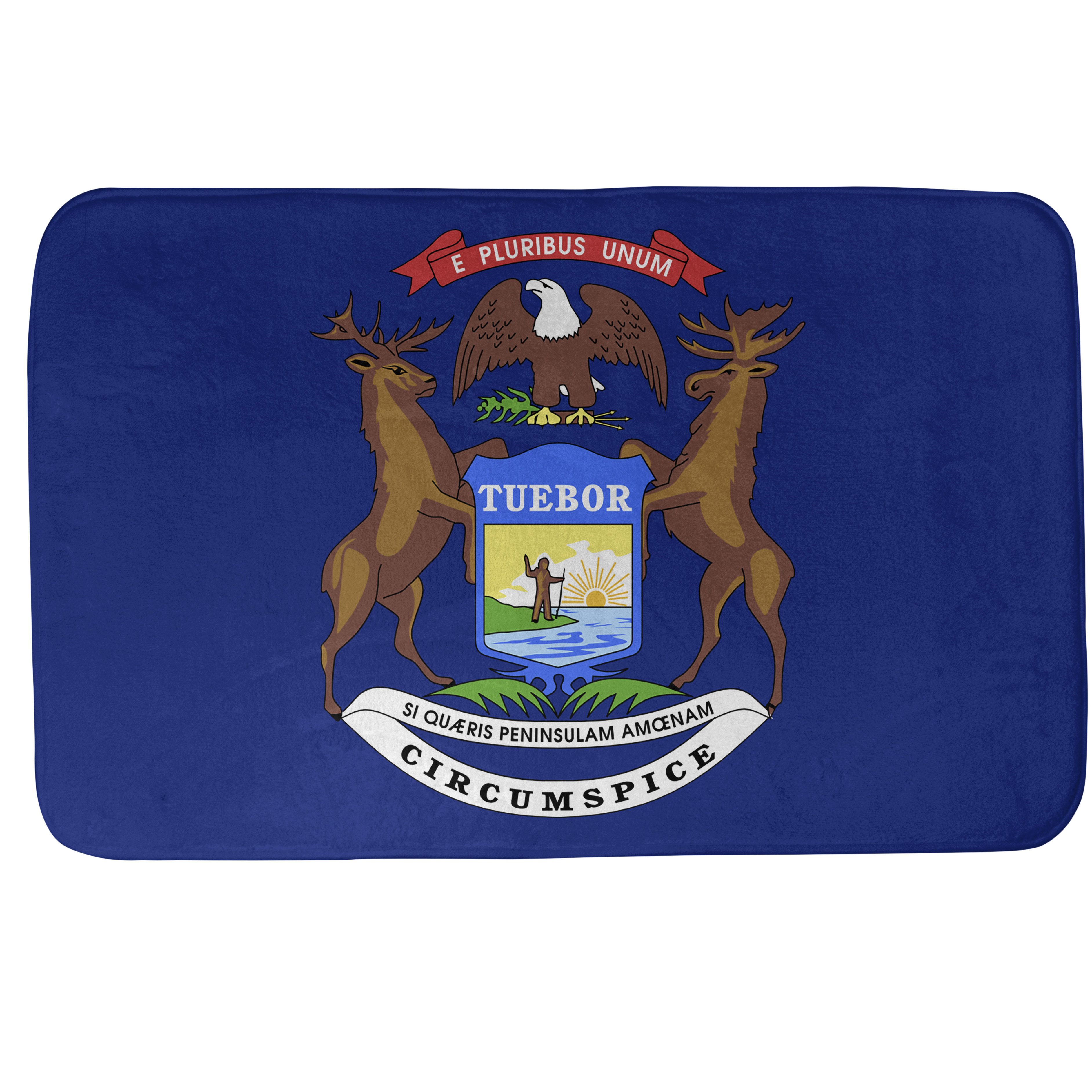 Ebern Designs Fawcett Michigan Flag Rectangle Non-Slip Bath Rug | Wayfair