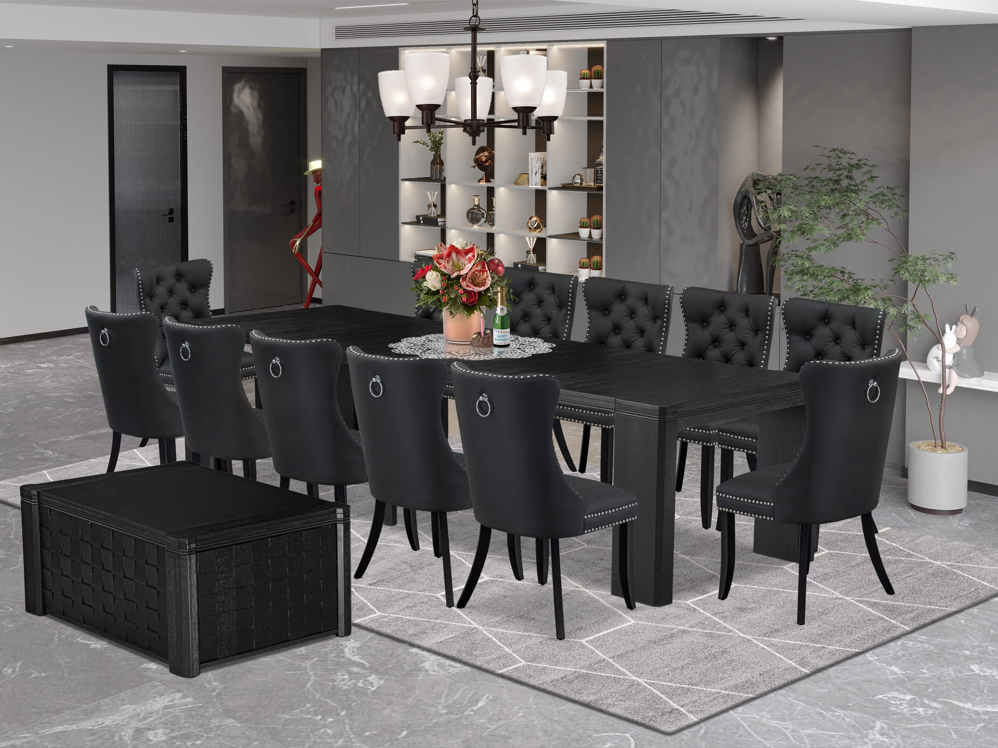 Luxe by East West Furniture 14-piece Kitchen Table Set a Rectangular ...