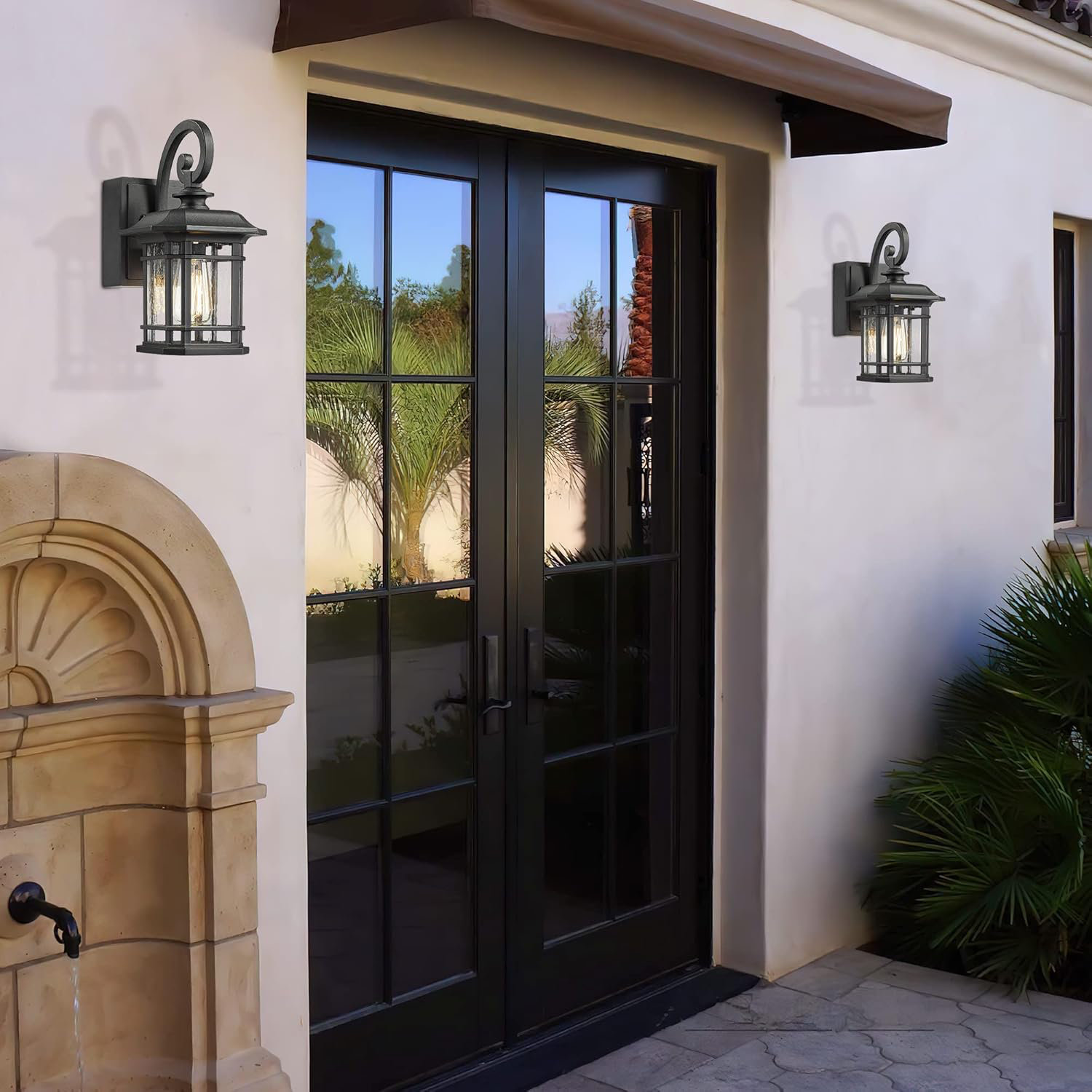 Canora Grey Outdoor Wall Light Fixture With Built-In GFCI Outlet ...