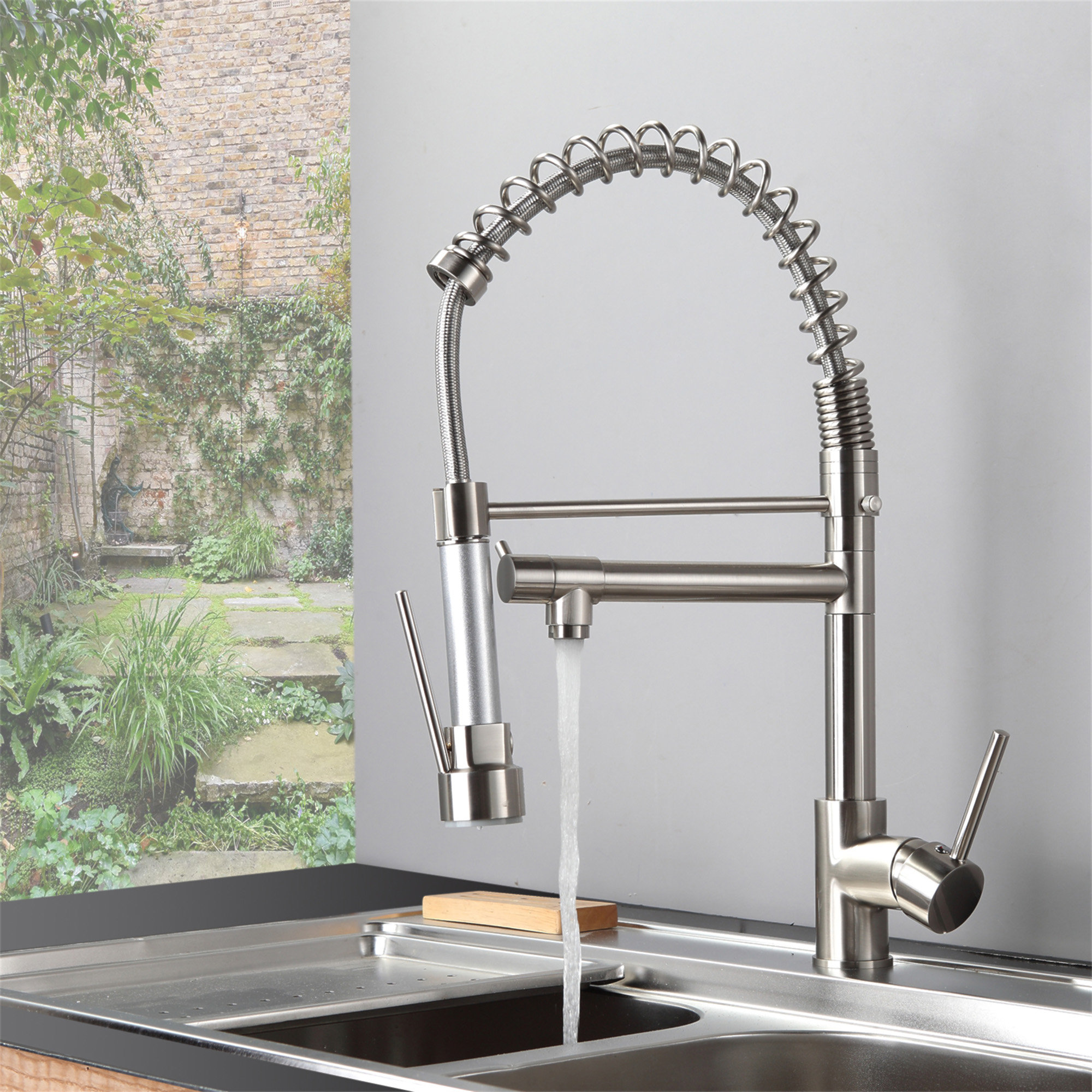 LOONGFIELD Kitchen Faucet With Pull Down Sprayer Brushed Nickel ...