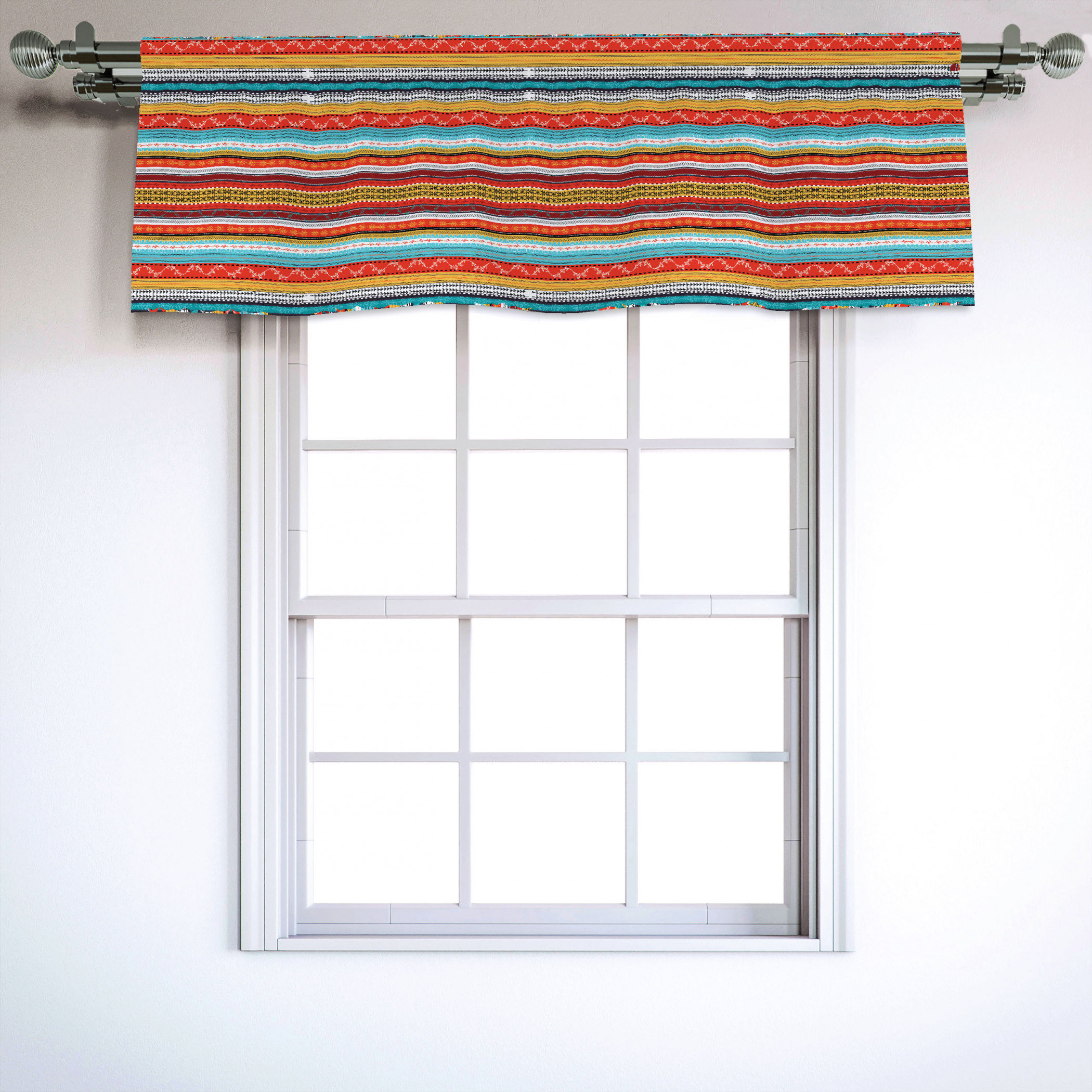East Urban Home Striped Sateen Ruffled 54'' W Window Valance in | Wayfair