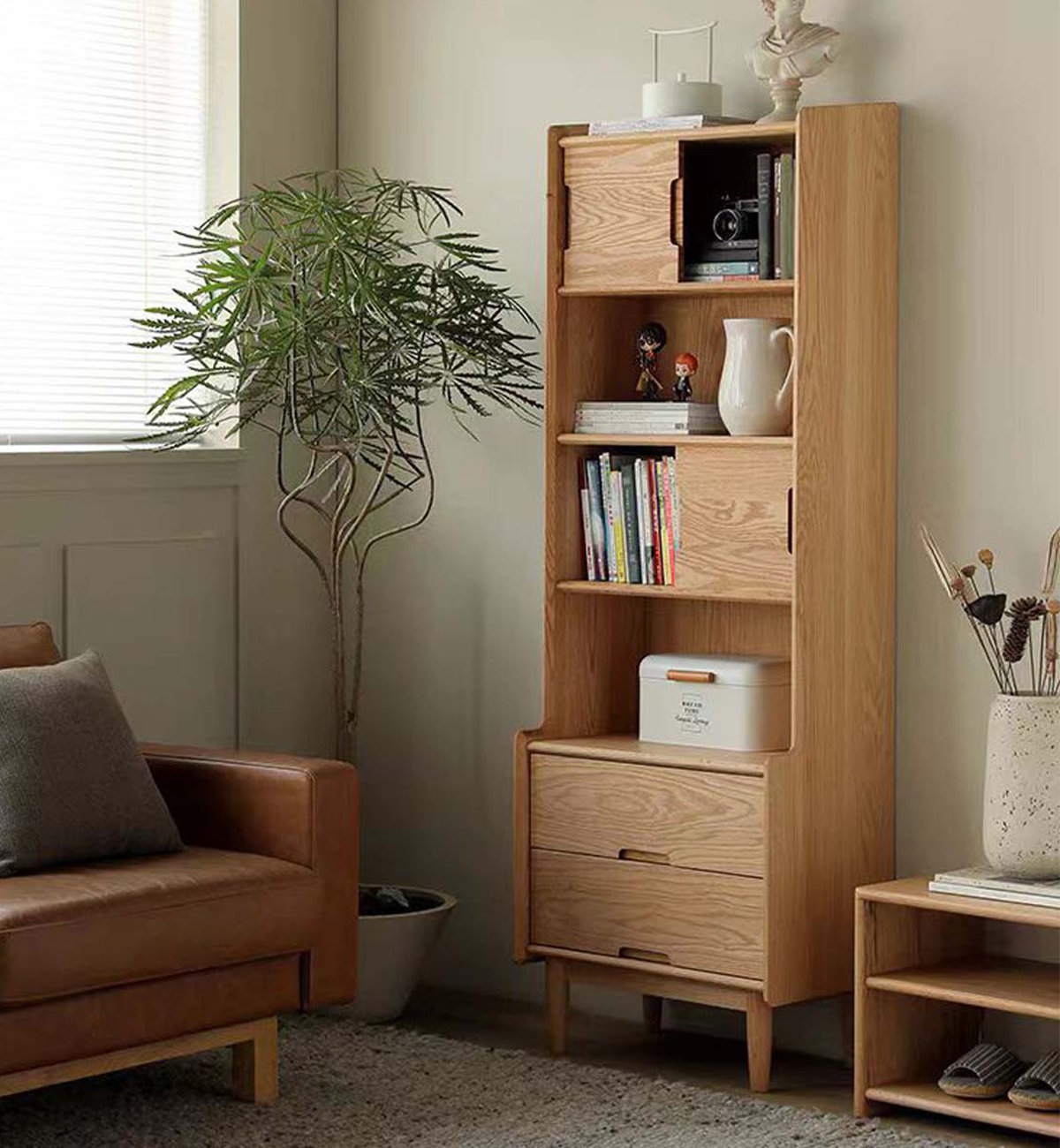 Corrigan Studio® Nordic Solid Wood Home Study Storage Bookcase | Wayfair