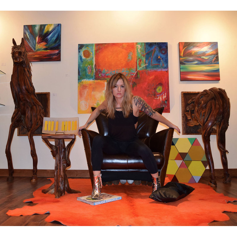 Mercer41 Creedmoor Dyed Orange Cowhide Area Rug | Wayfair