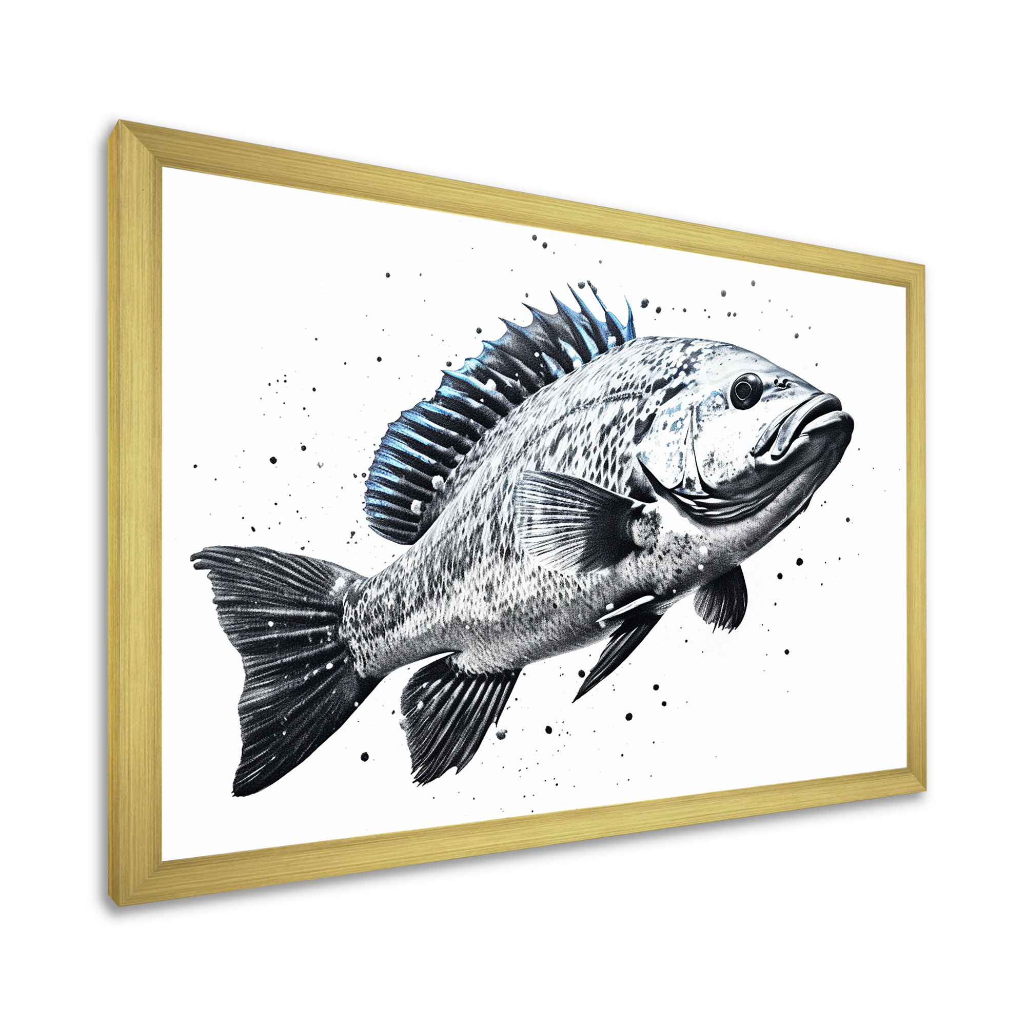 Highland Dunes Monochrome Black And White Fish Crawl I On Canvas Print ...