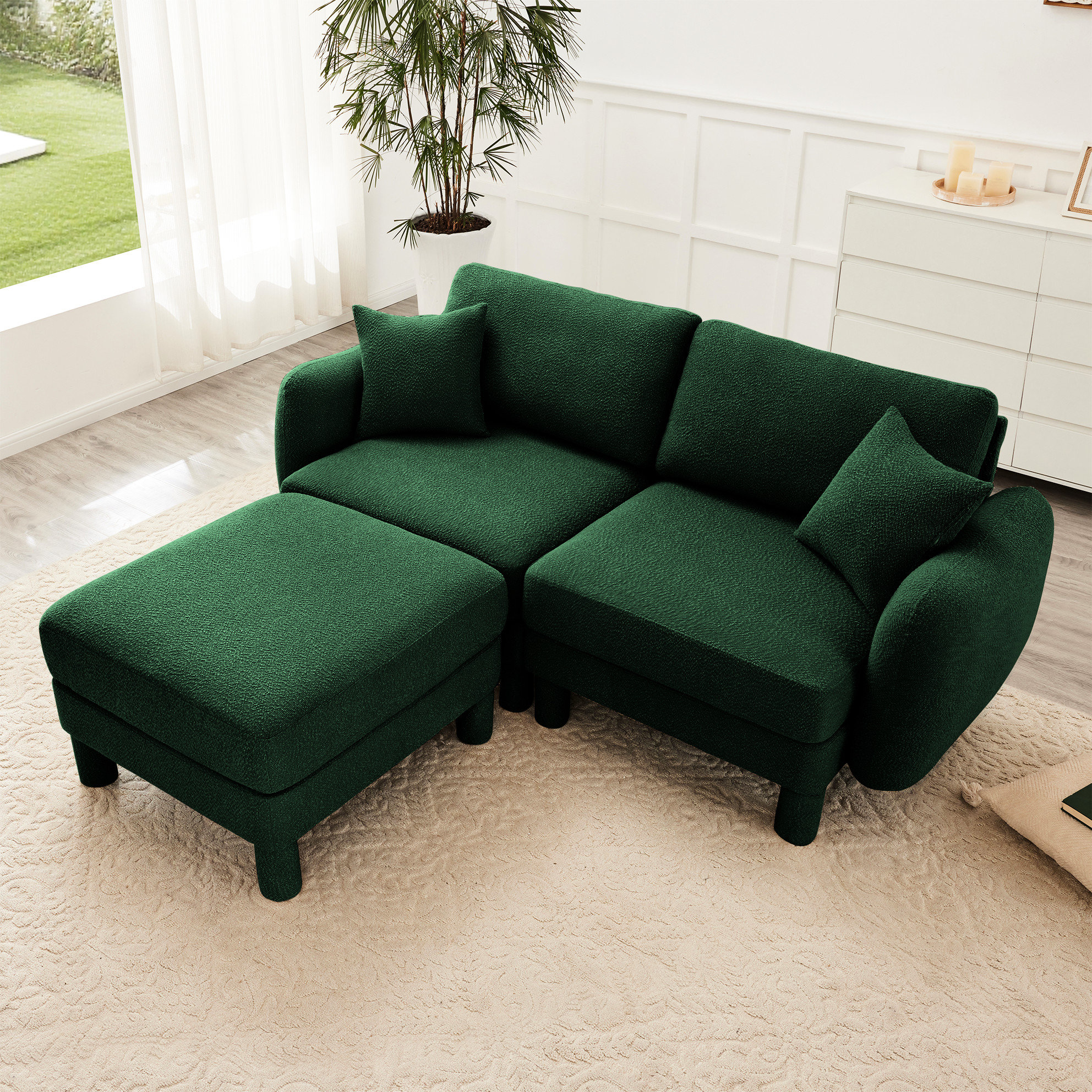 Latitude Run® Modern 2 Boucle Couch With Cylindrical Legs, Soft ...