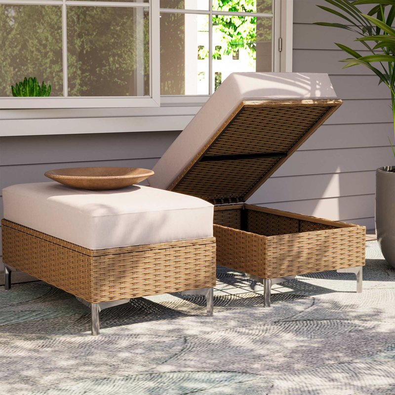Latitude Run® 2-Piece Outdoor Wicker Storage Ottoman Set | Wayfair