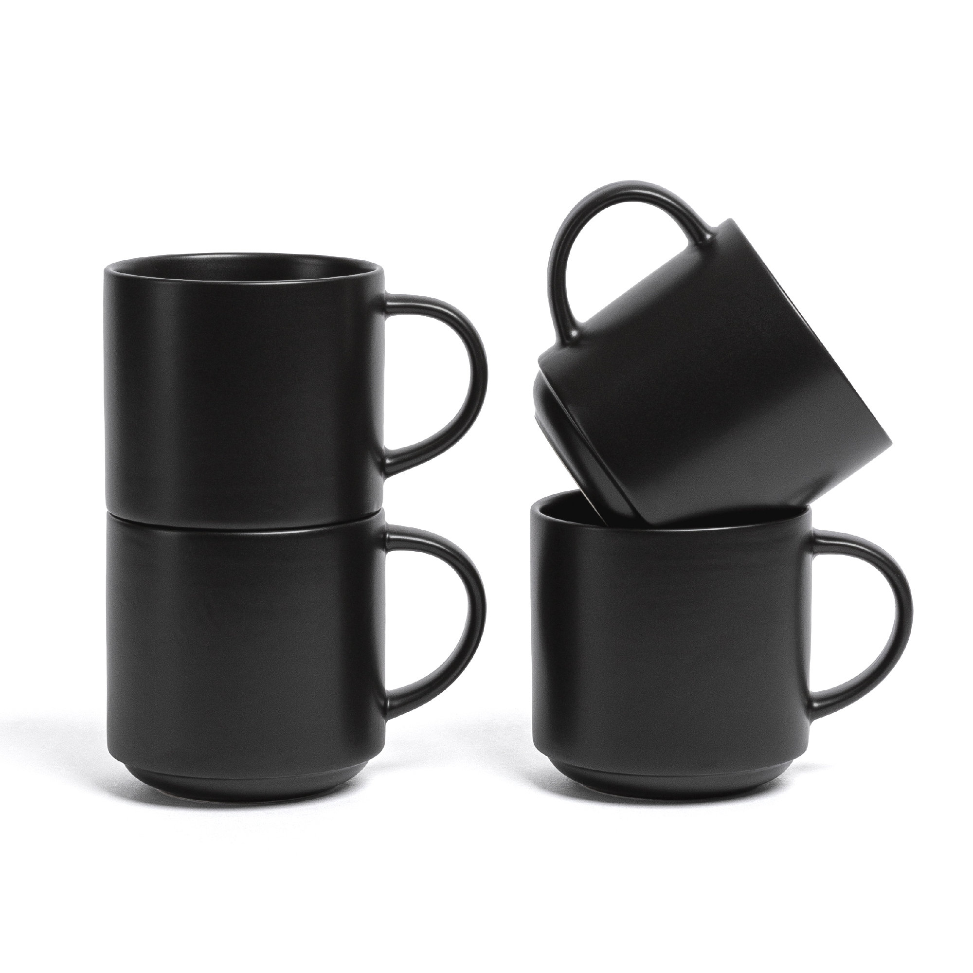 Over&Back Stackable Semi-Matte Hand-Finished Stoneware Mugs, Set of 4 ...