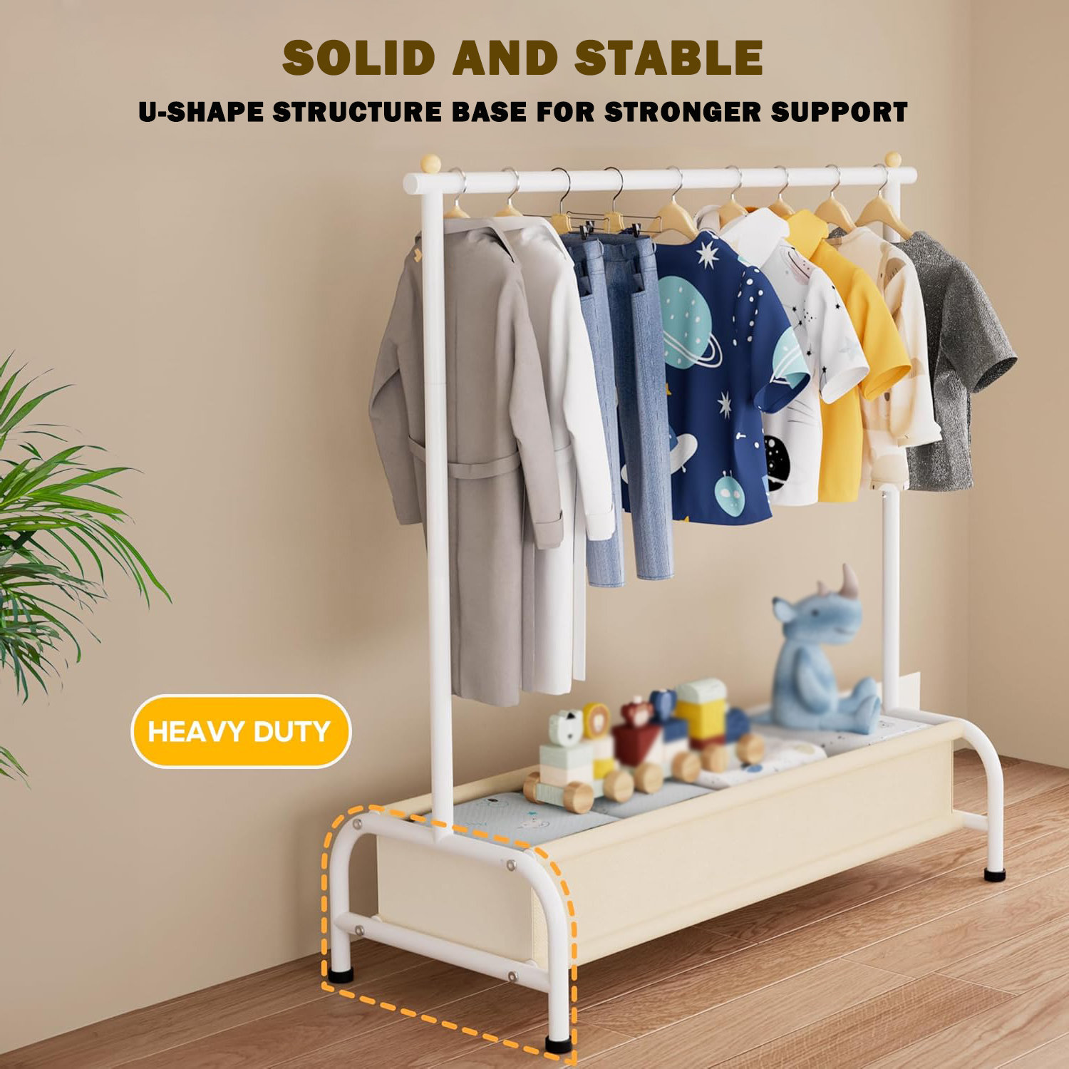Rebrilliant Kids Clothing Rack with Basket, Small Dress Up Storage ...