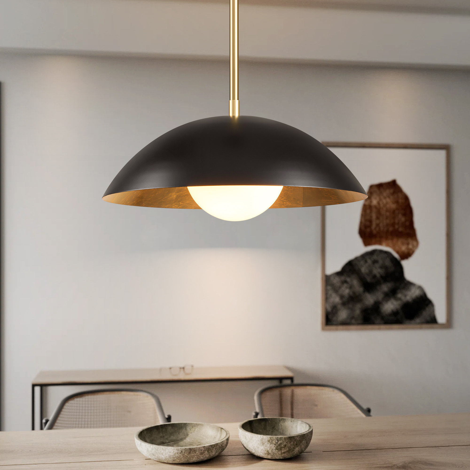 Mercer41 Lebone 1 - Light Matte Black Bowl Pendant | Wayfair