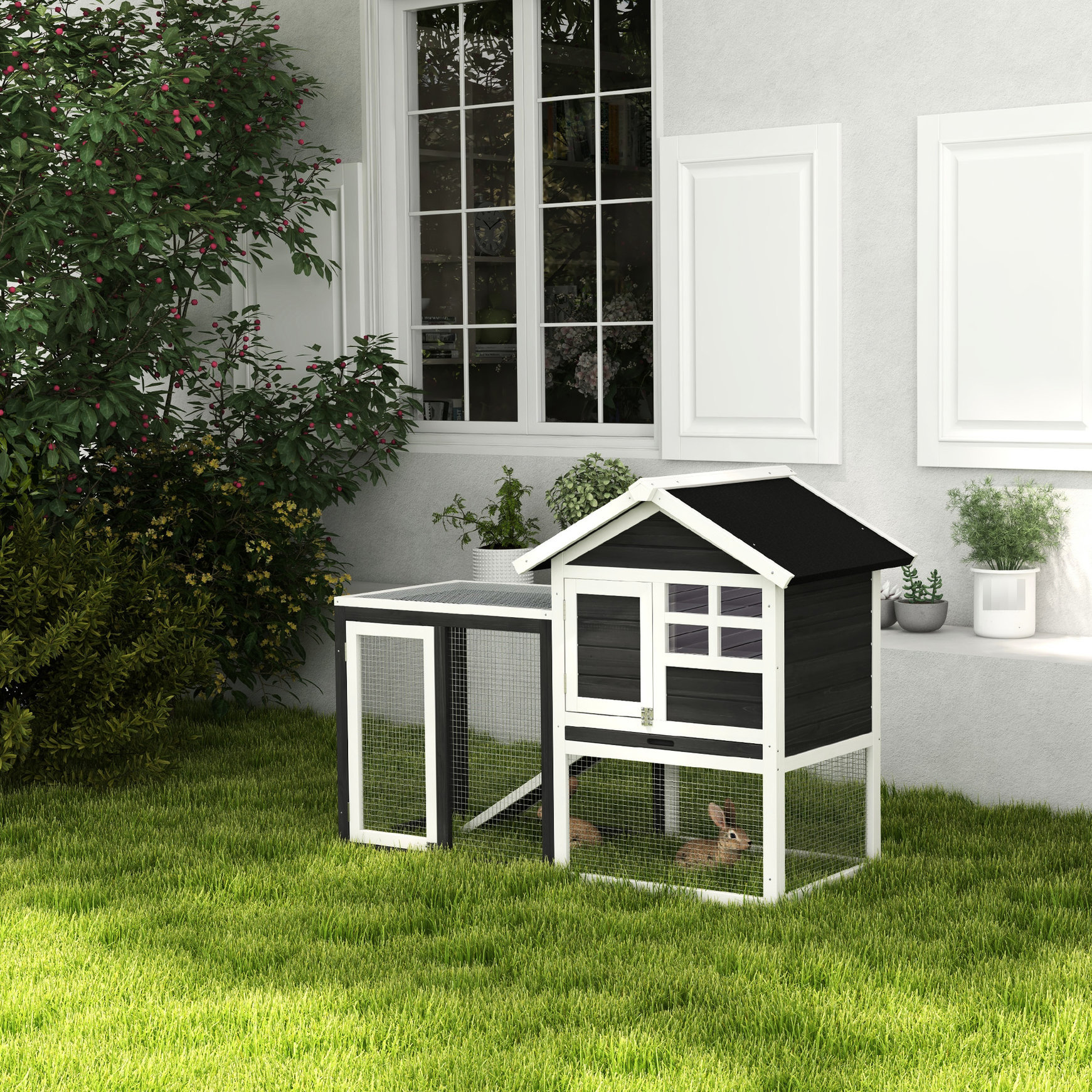 Tucker Murphy Pet™ 48" Grey House With Asphalt Roof - Wooden Cage For ...