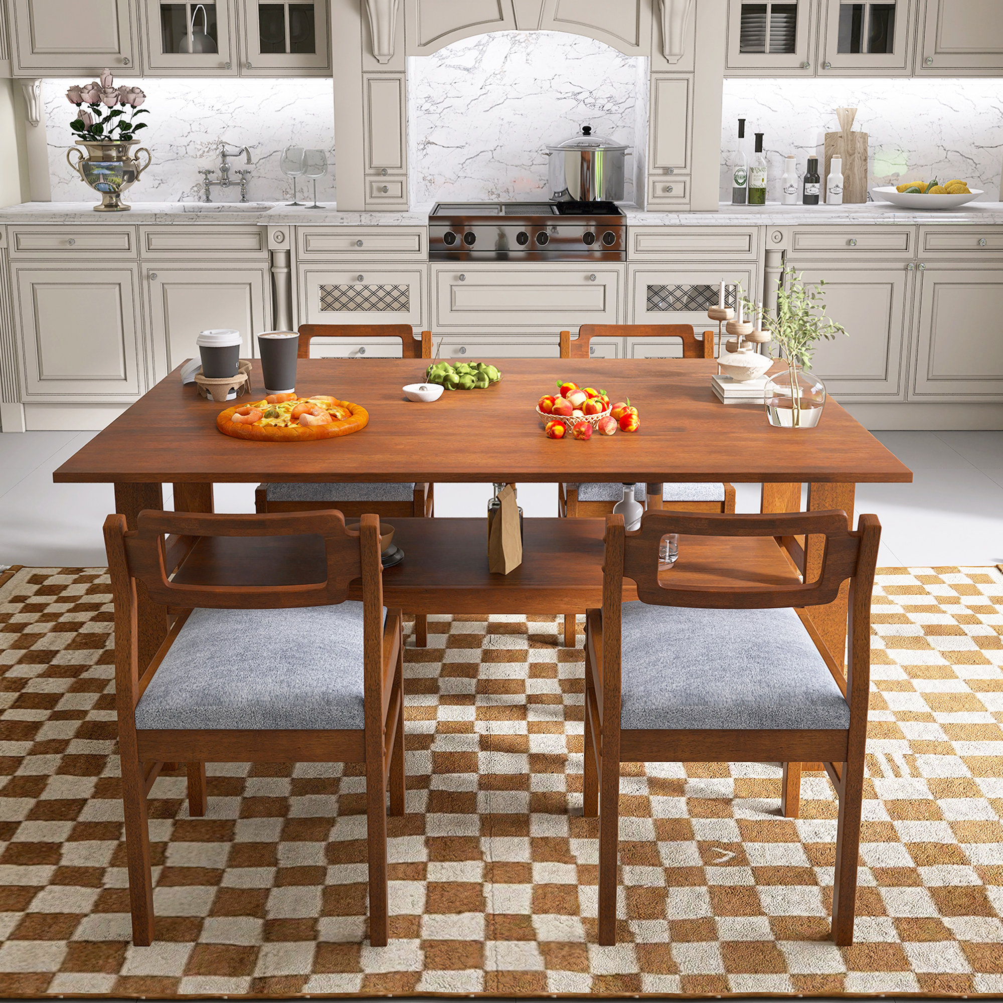 Latitude Run® 5-Piece 47.2'' Extendable Wood Square Dining Table Set ...