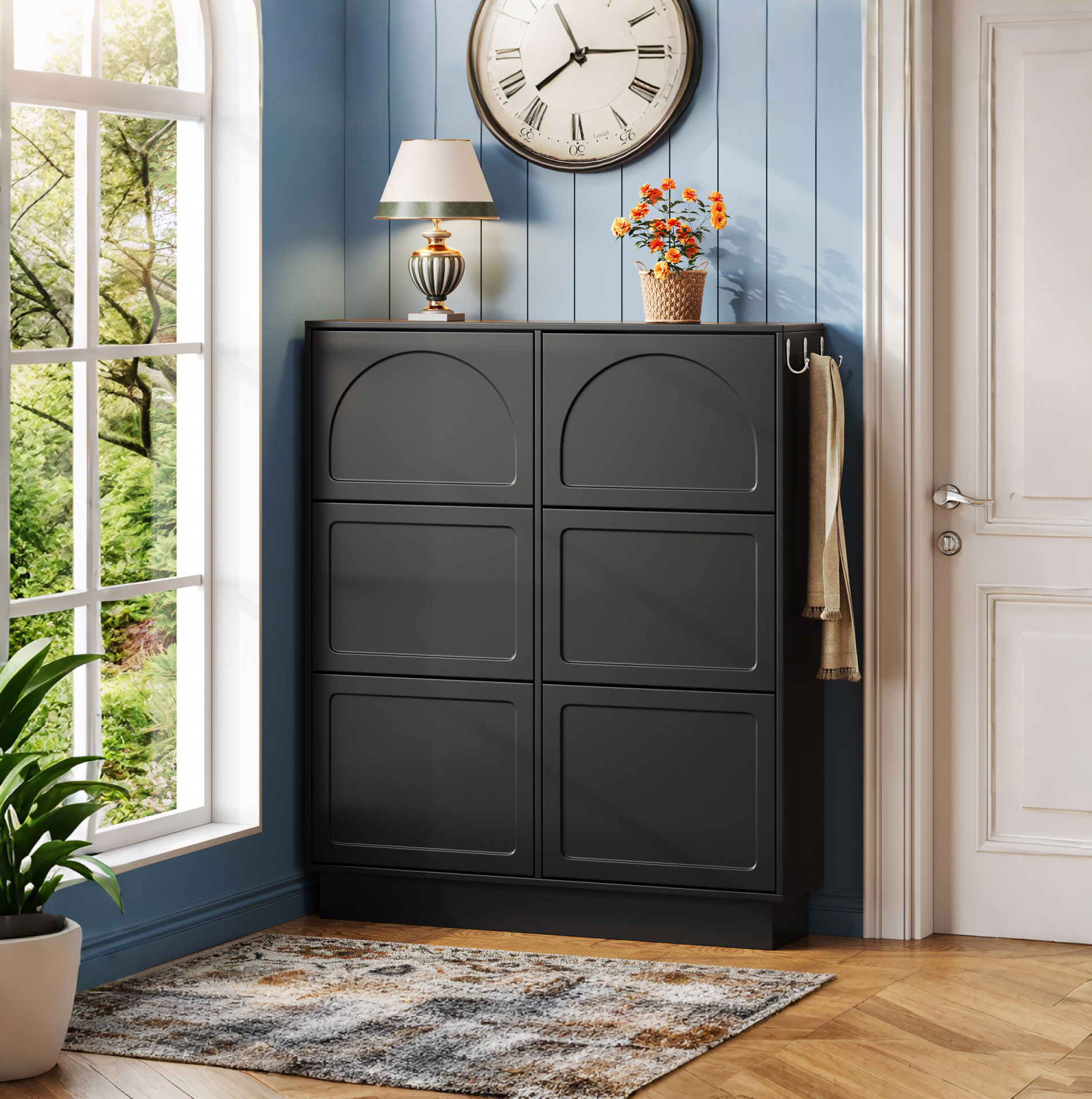 Corrigan Studio® Narrow Shoe Cabinet with Flip-Up Drawers, Entry ...