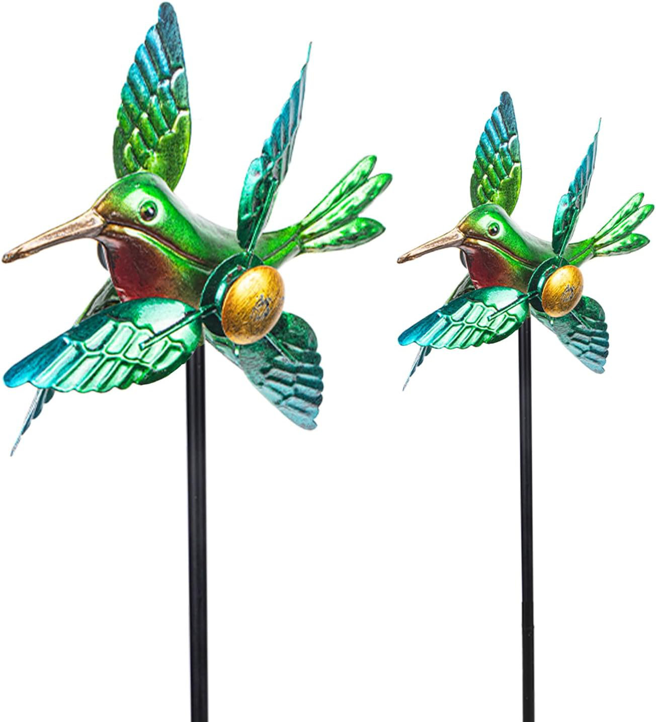 One Allium Way® Wind Spinners Outdoor 2 Pack Small Metal Hummingbird ...