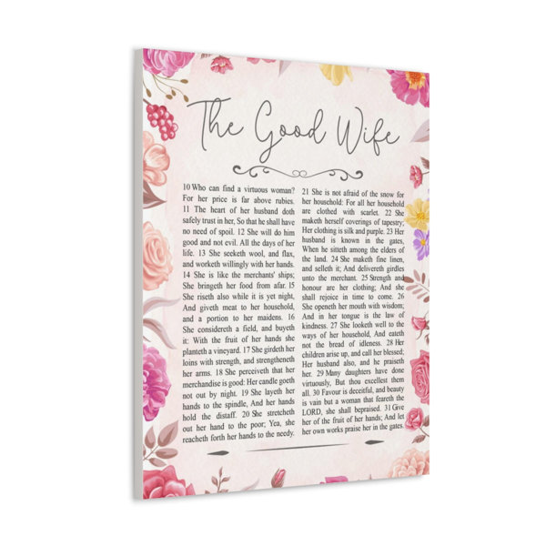 Trinx The Good Wife Proverbs 31:10-31 Bible Verse On Canvas Print | Wayfair