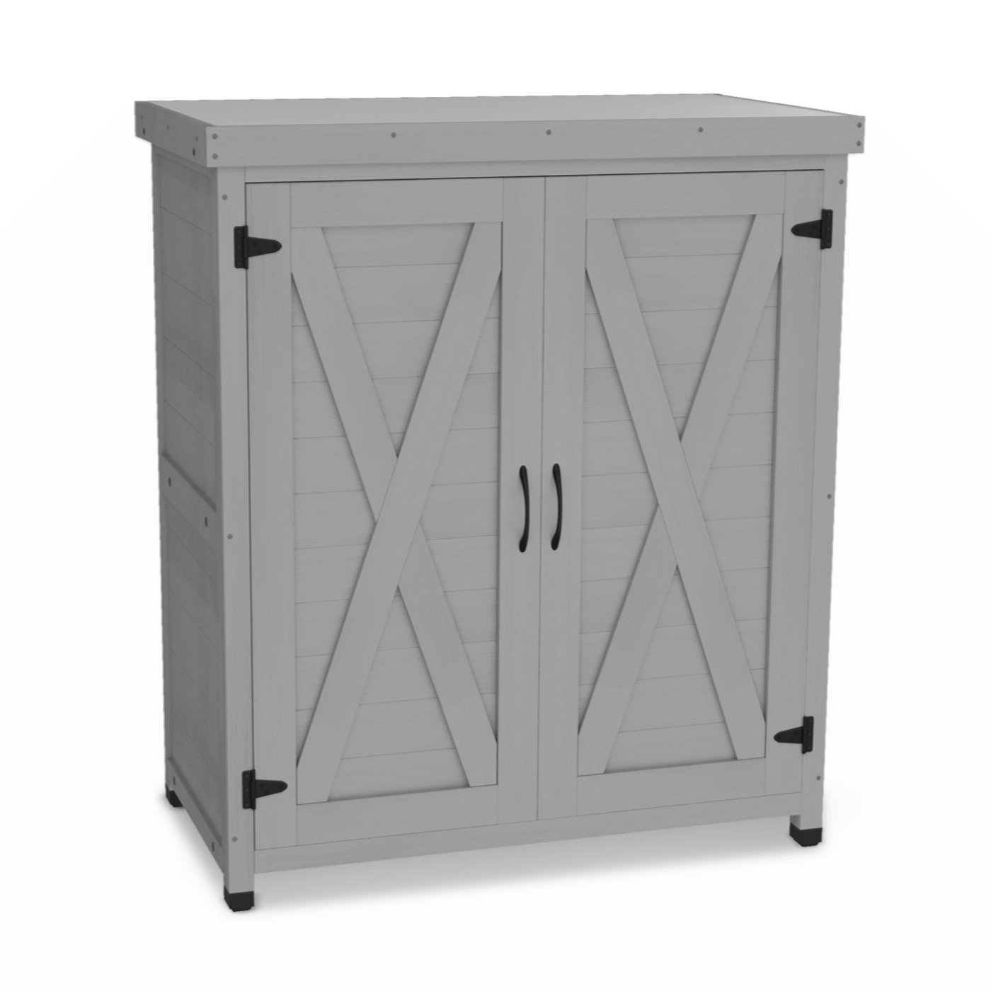 Gracie Oaks Potting Bench With Storage Cabinet And Metal Table Top For ...