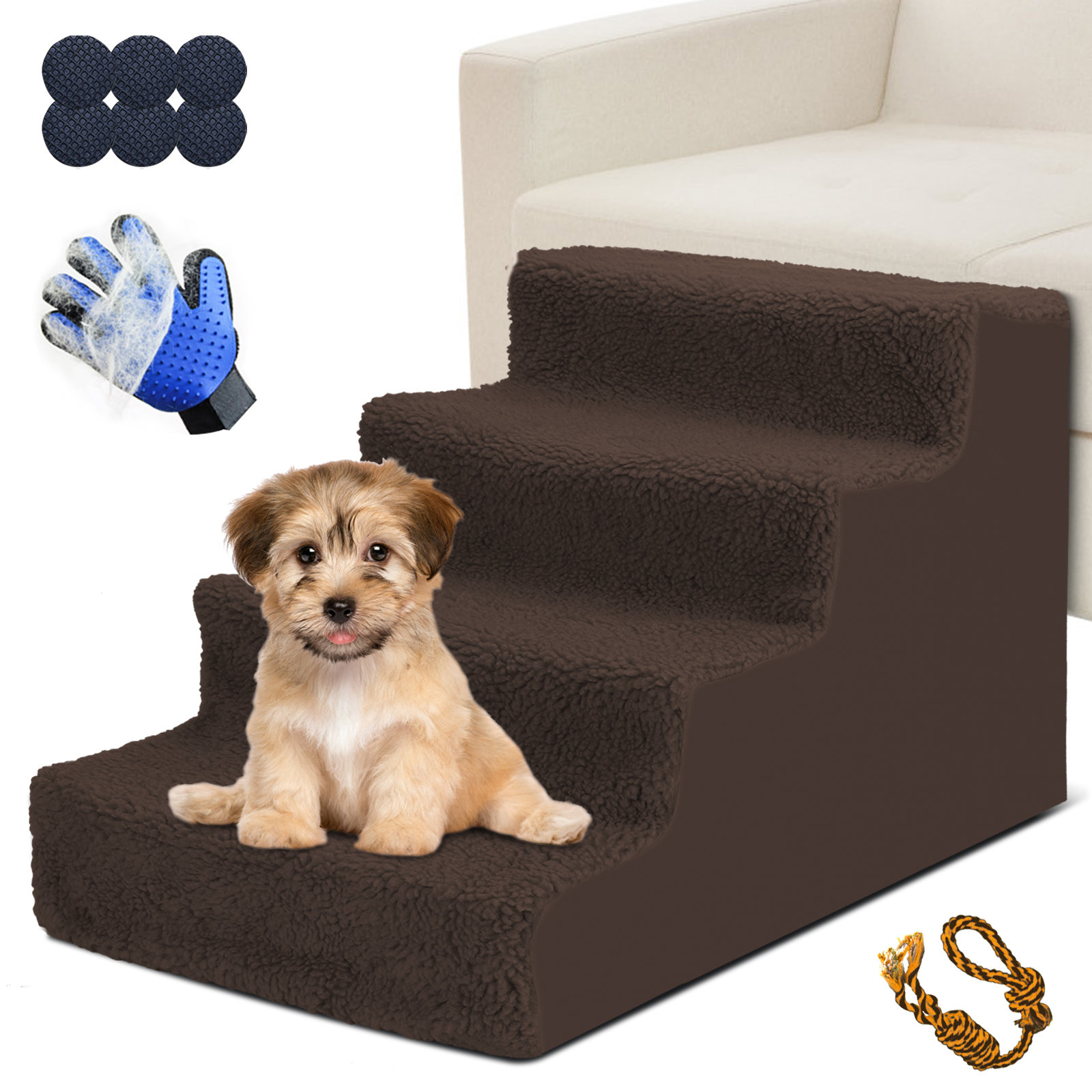 Tucker Murphy Pet™ Four-layer Plastic Pet Ladder-Brown | Wayfair