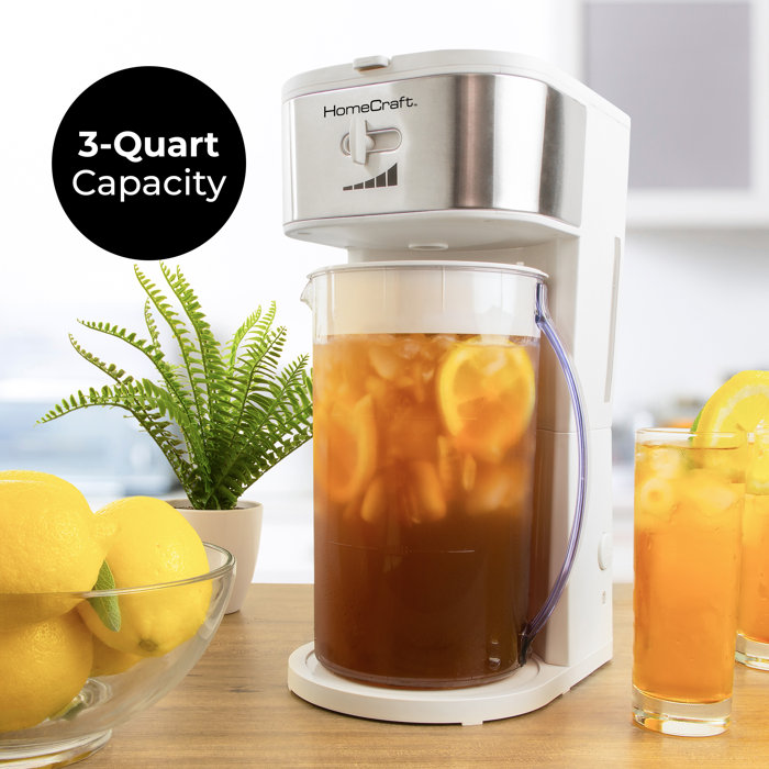 HomeCraft 3-Quart White Stainless Steel Café' Ice Iced Coffee and Tea ...
