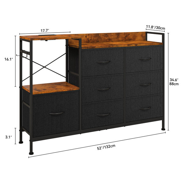 17 Stories 52"W 7-Drawer Fabric Dresser, Media Console Table, With ...