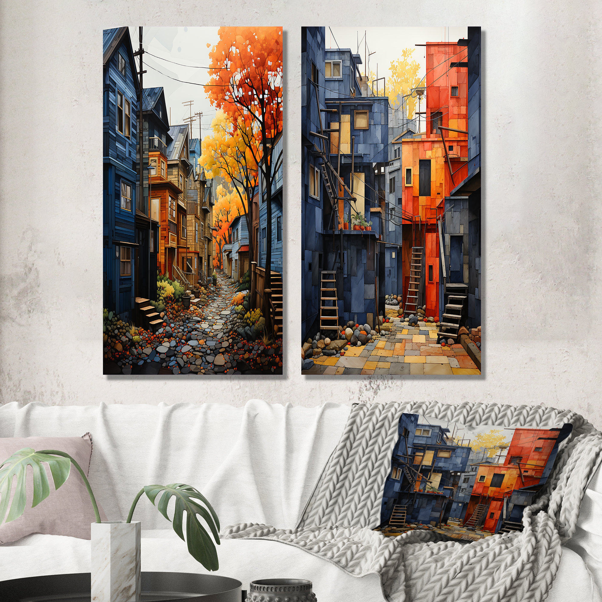 Red Barrel Studio® " Cityscape Alleyway Patchwork " 2 - Pieces on ...
