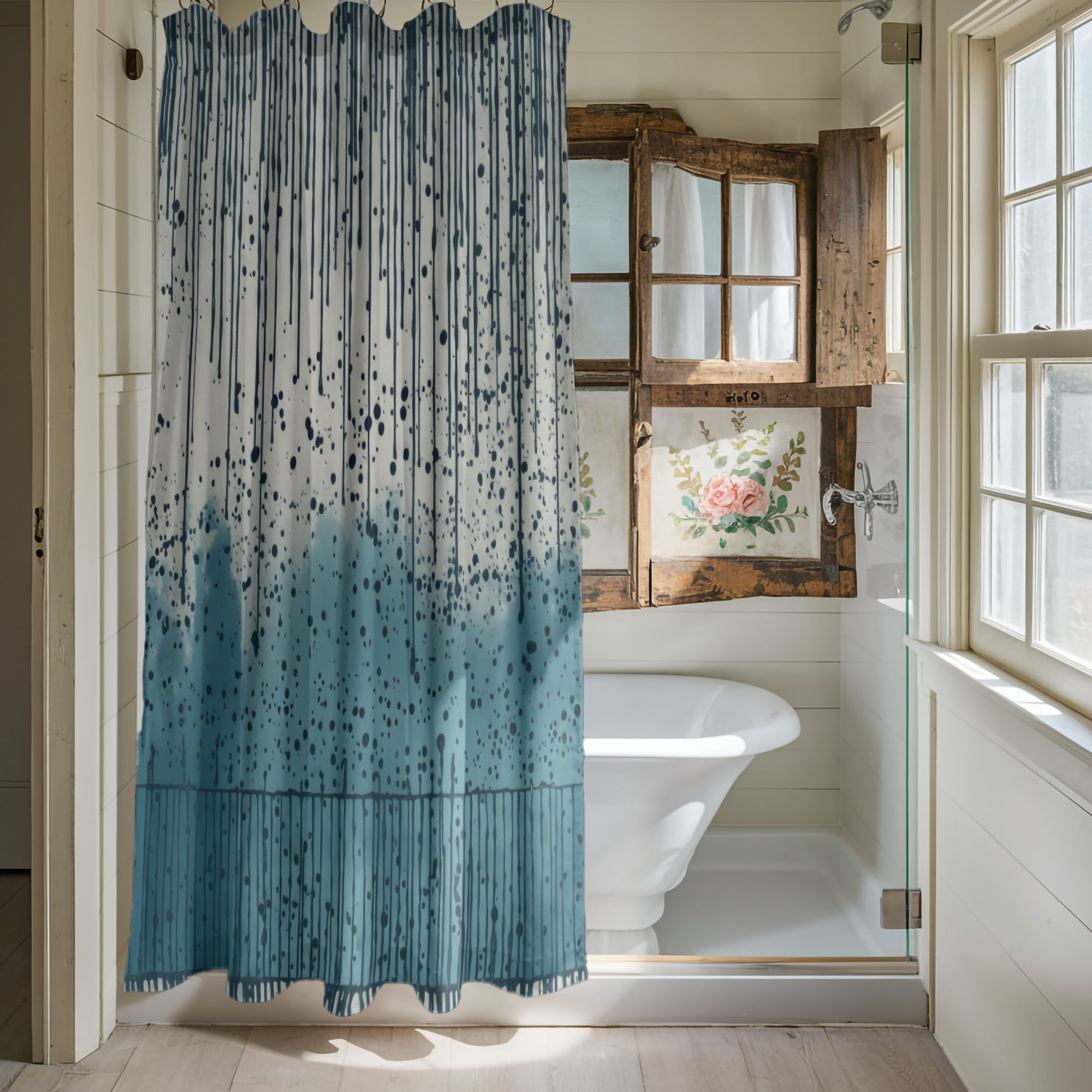 17 Stories Droplet Brushstrokes - Premium Shower Curtain | Wayfair