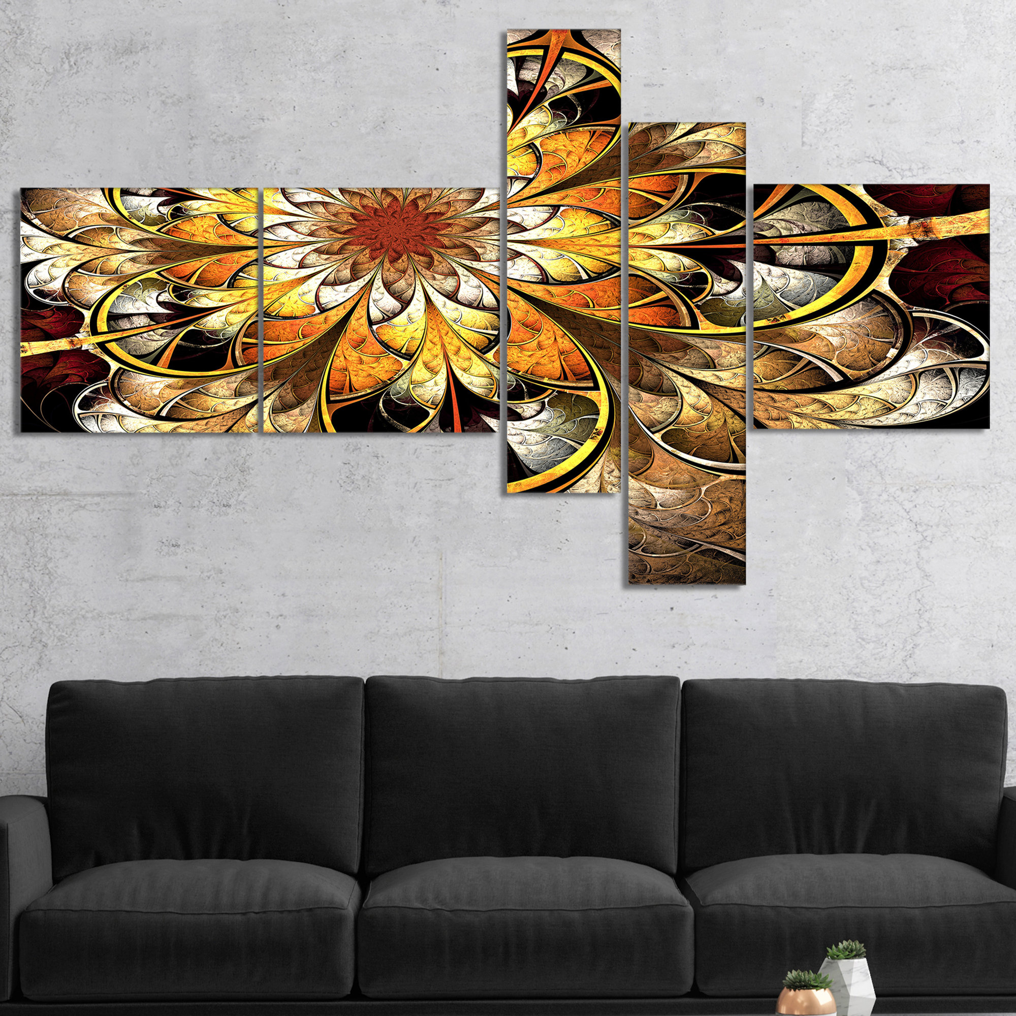 East Urban Home " Fractal Flower Dark Yellow " - Wayfair Canada
