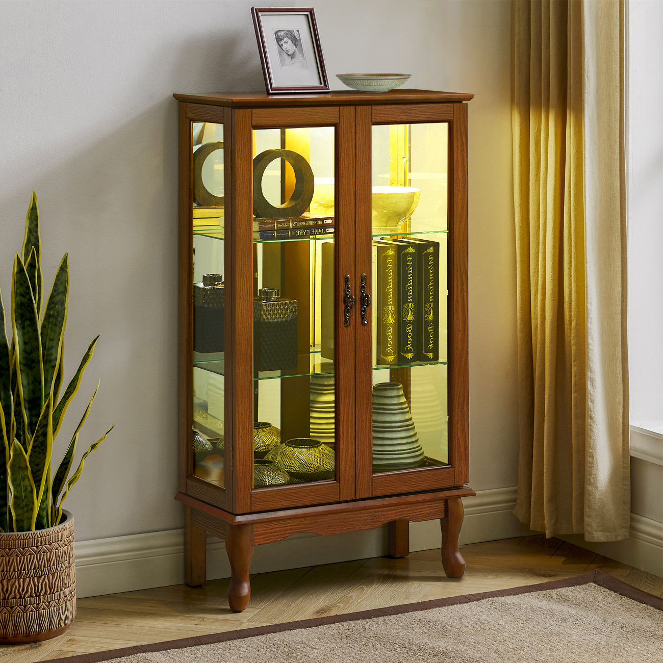 Astoria Grand Curio Cabinet Lighted Curio Diapaly Cabinet With ...