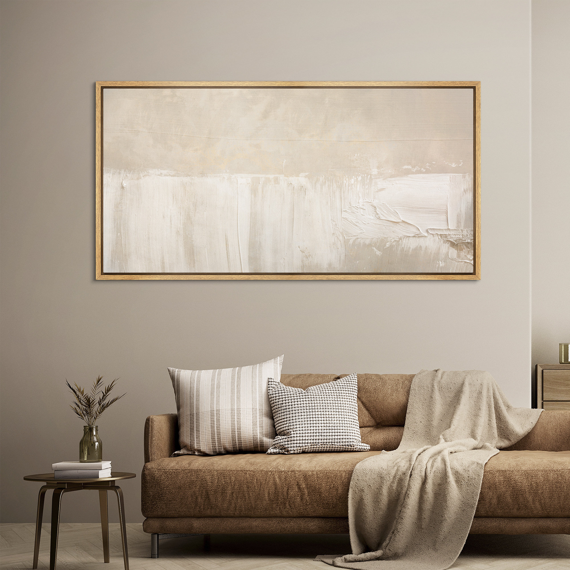 Latitude Run® Soft Neutral Cream Minimal Abstract Light Brush Form ...