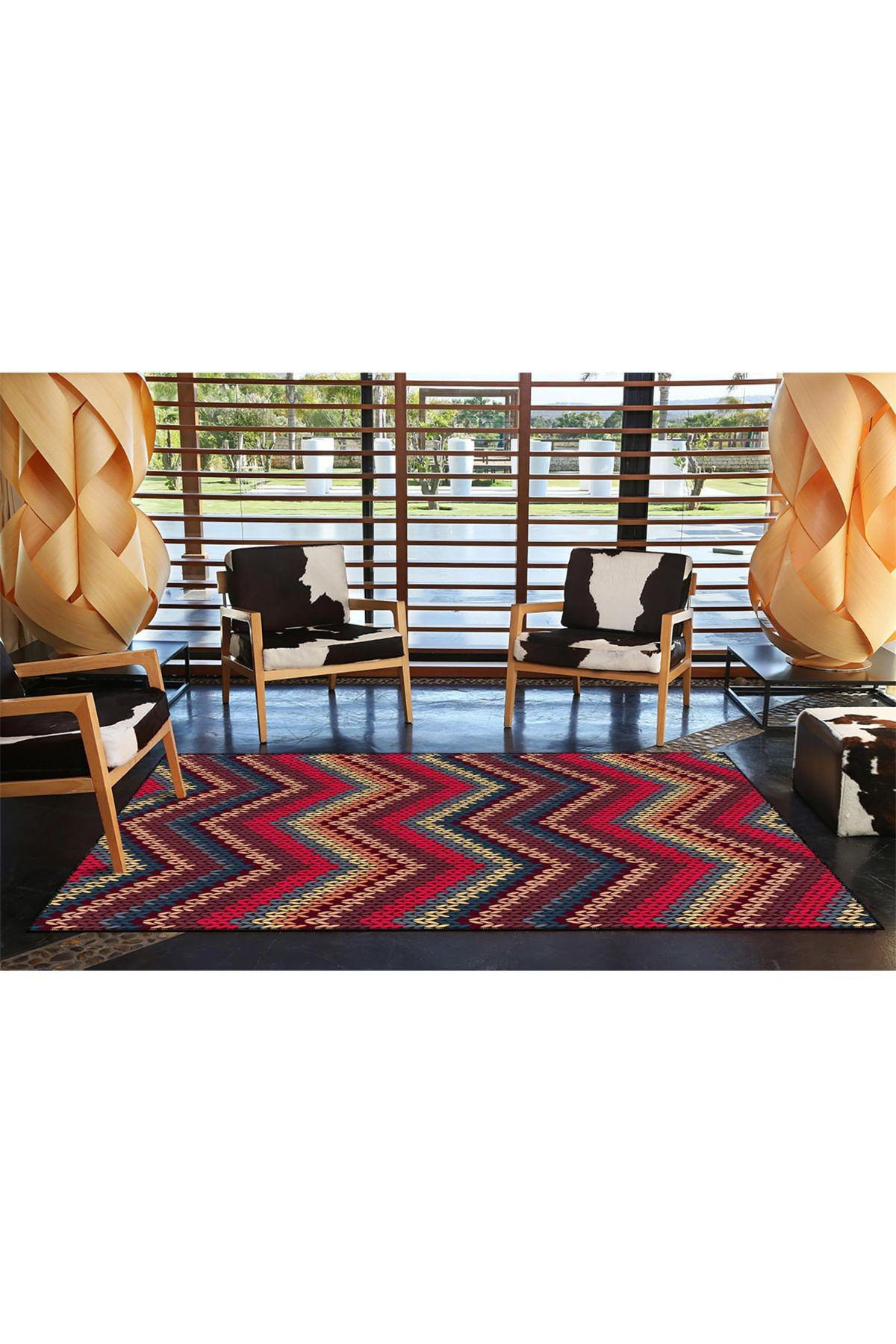 Hokku Designs Red Pink Orange Tone Cross Striped Pattern Woven Base ...