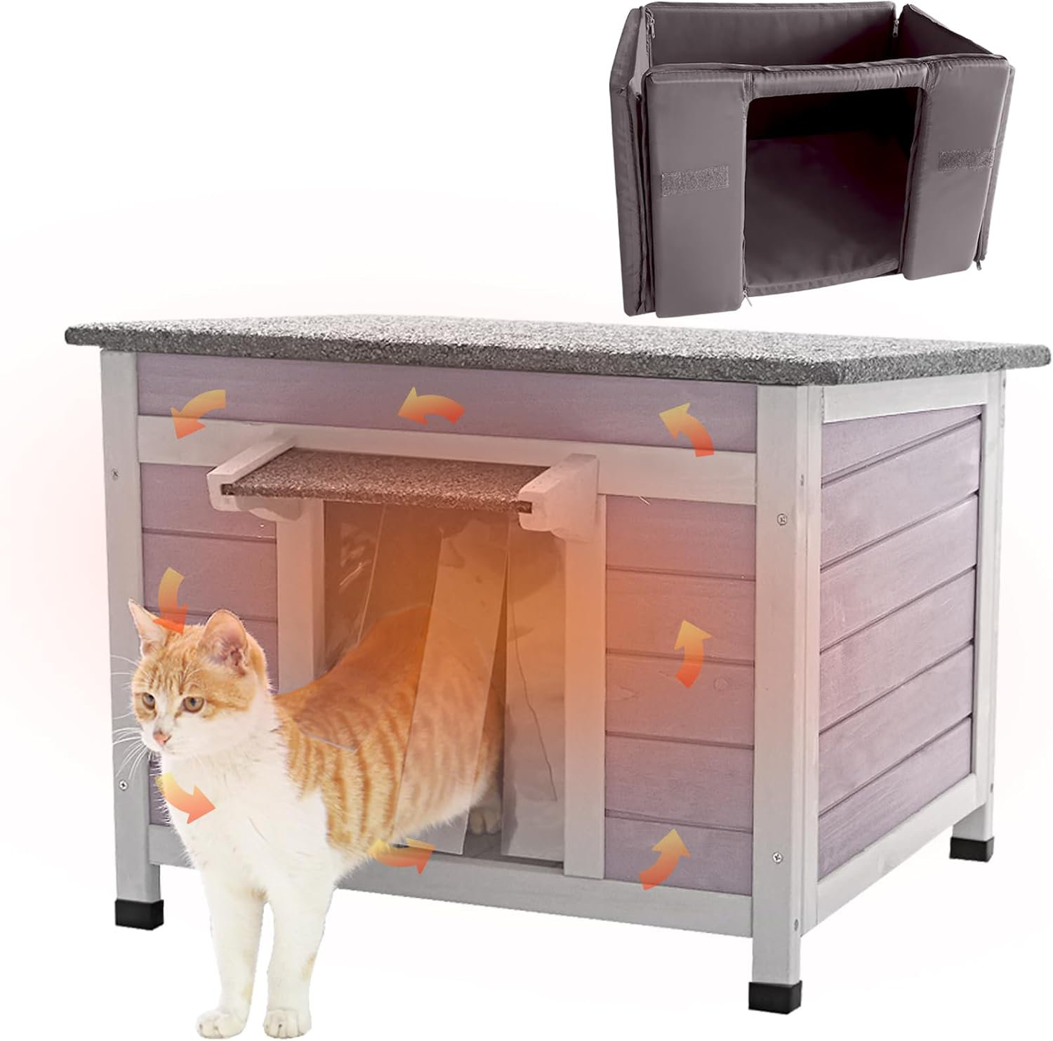 Aivituvin Cat House for Outdoor Cats Feral Kitty Shelter with Insulated ...