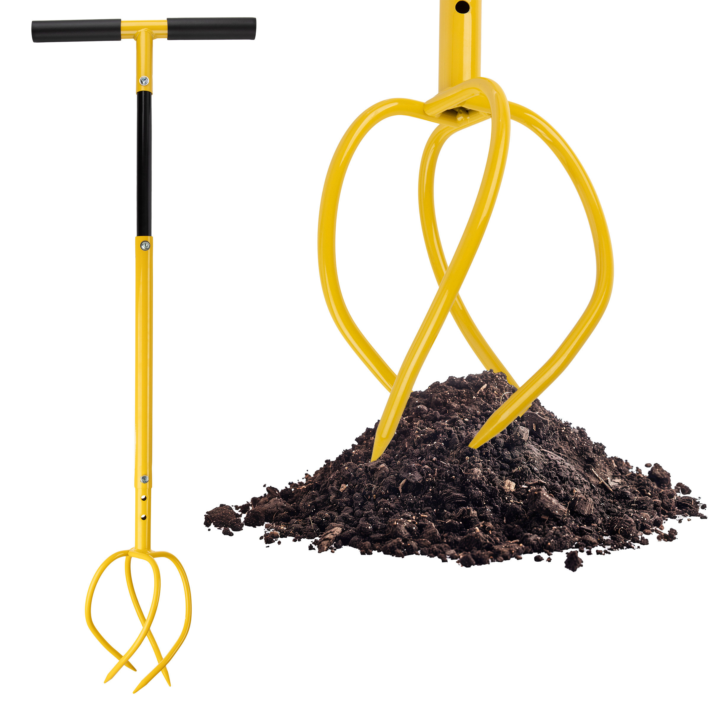 Pure Garden Tiller for Gardening - Adjustable Height Manual Twist ...