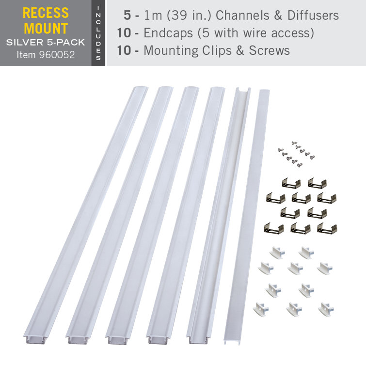 Armacost Lighting LED Tape Light Mounting Channel, Recess Mount, Silver ...