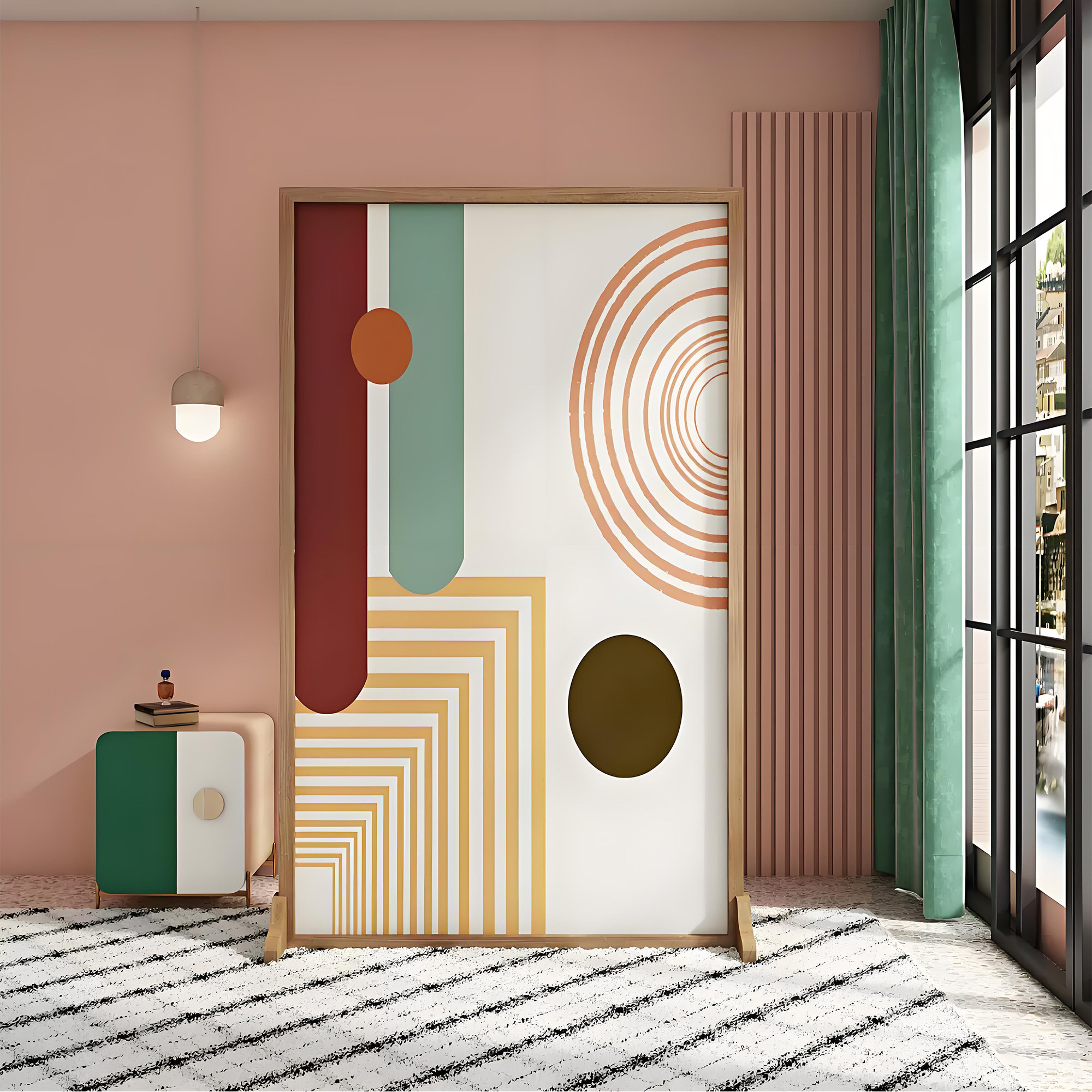 George Oliver Minimalist Geometric Colorblock Screen | Wayfair