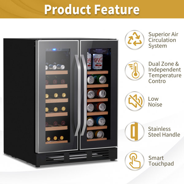 Winado 34 Bottle Electric Dual Zone Built-In/Freestanding Wine Cooler ...