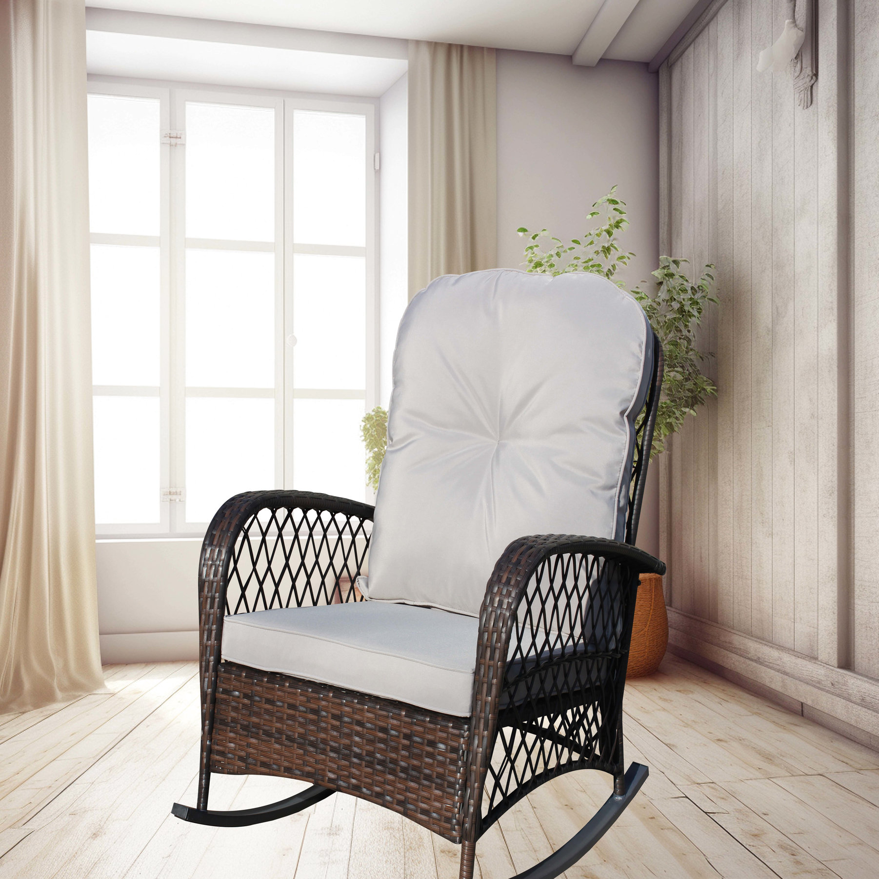 Dakota Fields Outdoor Chair With Water Back Cushion - Backyard Thick ...