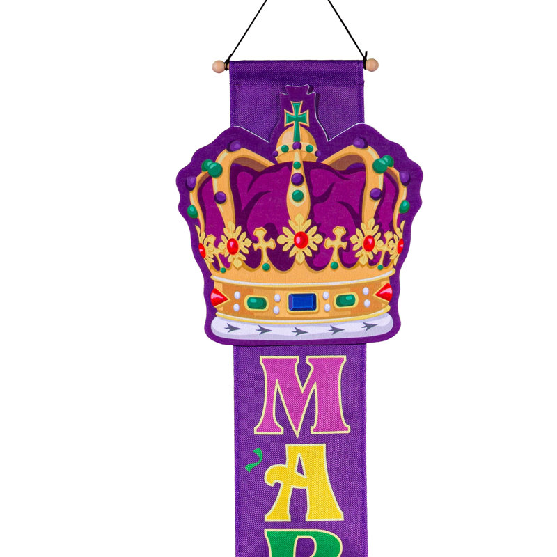 Arlmont & Co. Mardi Gras Crown Door Banner | Wayfair
