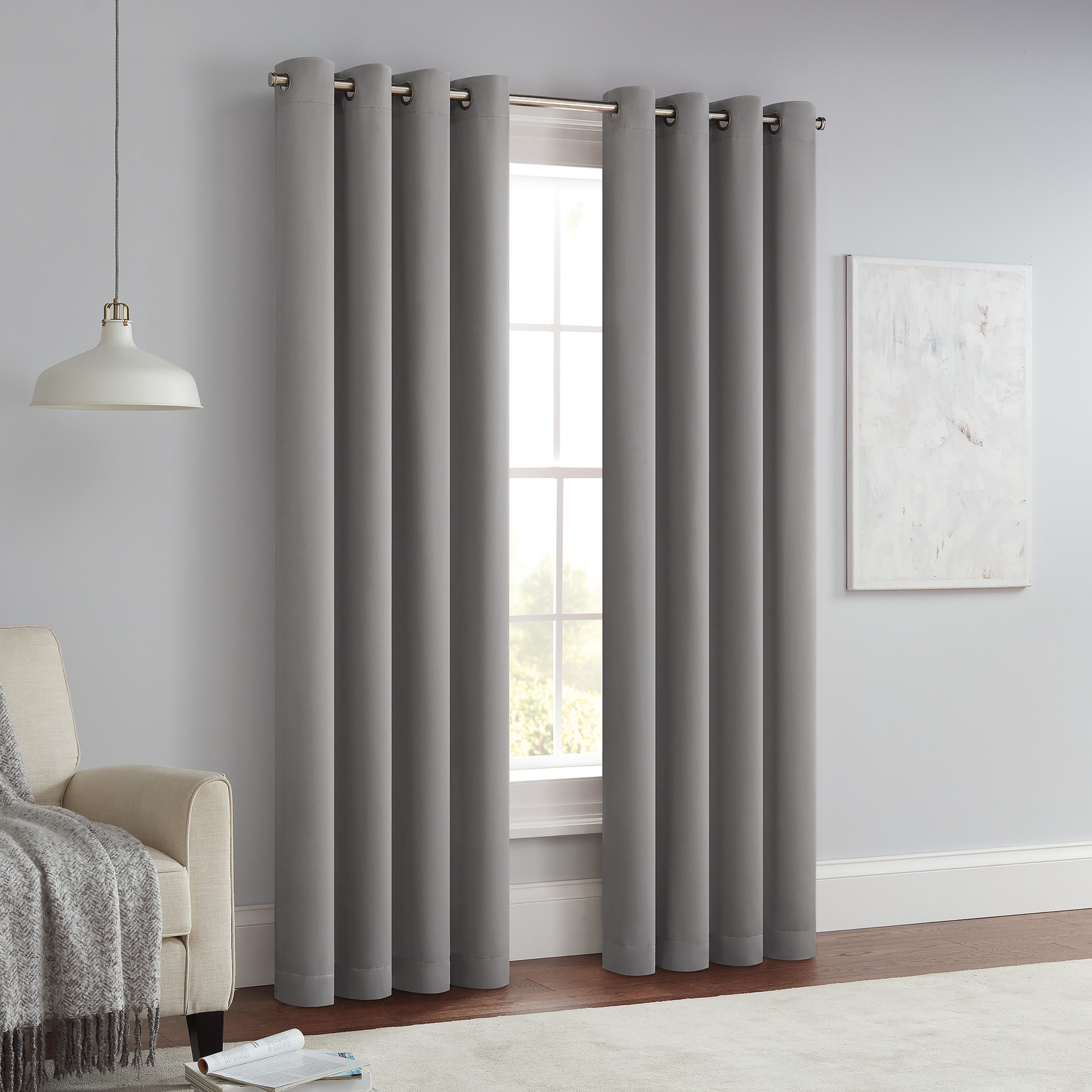 Eclipse Solid Thermapanel Grommet Energy Saving Room Darkening Curtain ...
