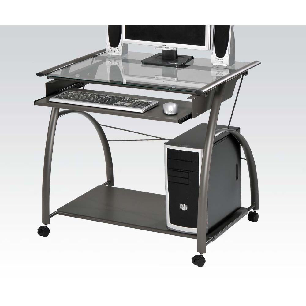 Symple Stuff Baillargeon Glass Top Metal Base Computer Desk & Reviews ...