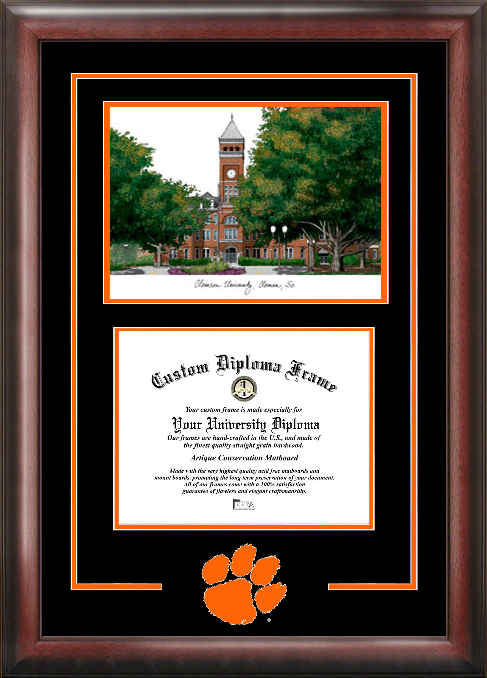 Patriot Frames NCAA Clemson Tigers Spirit Graduate Diploma with Campus ...