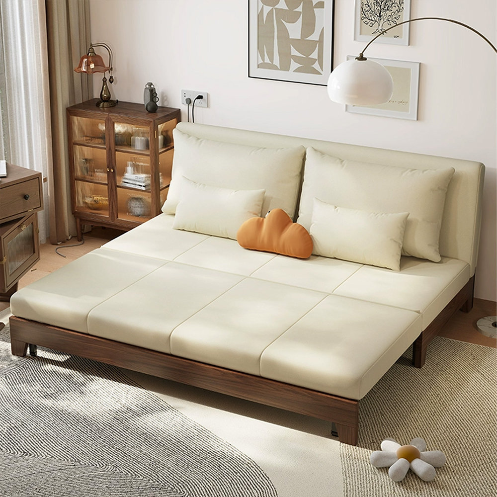 Hokku Designs Solid wood, spacious folding technology, beige sofa bed ...