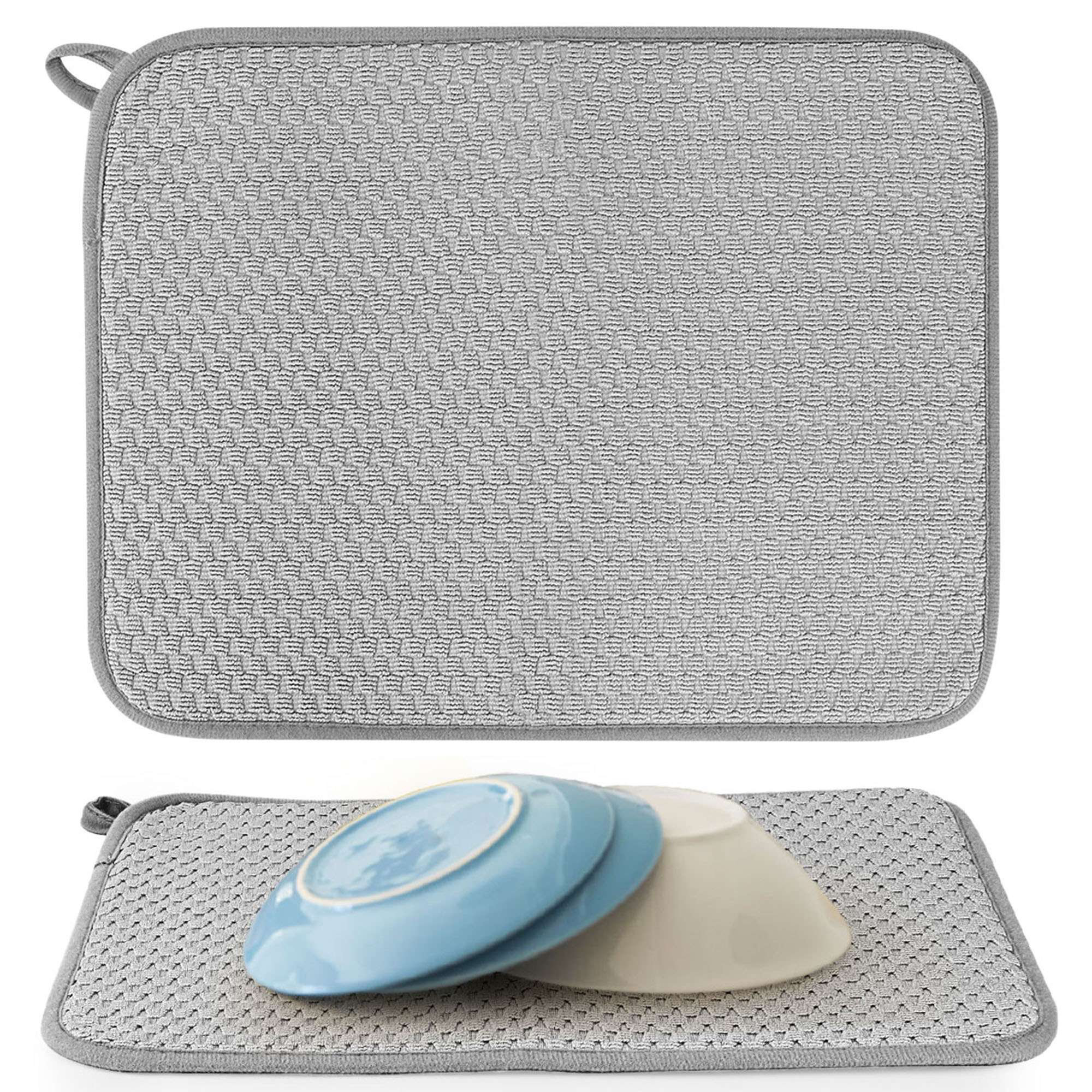 Deago 2 Pack Microfiber Dish Drying Mat, Large Size Dish Drying Pad for ...