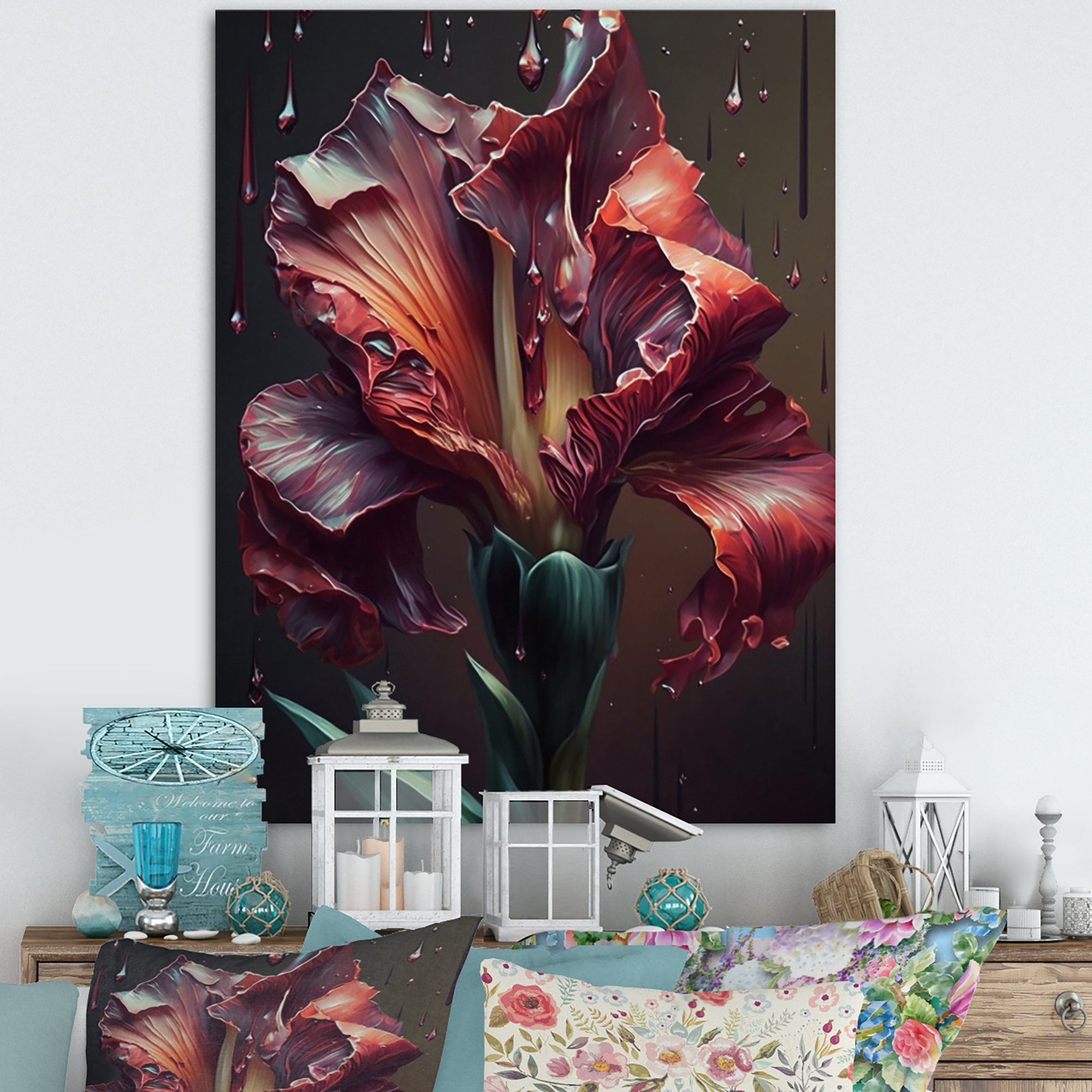 Ivy Bronx Lorelai Red Gladiolus Flowers II - Print on Canvas | Wayfair