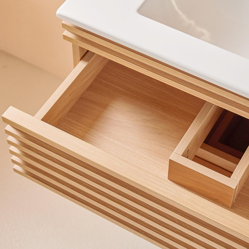 Highland Dunes Wall Mounted & Floating Single Vanity with Ceramic Sink ...