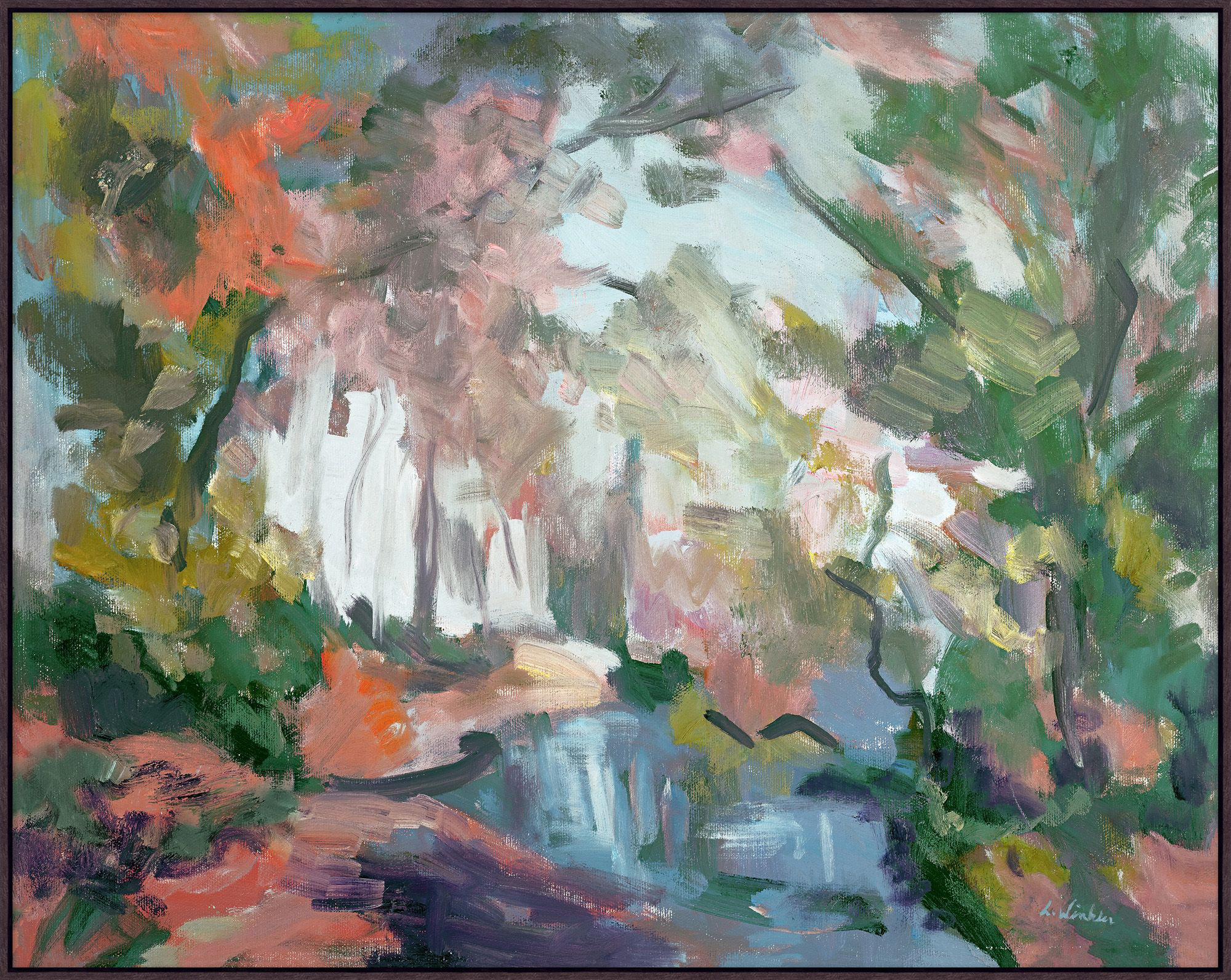 Wendover Art Group Lush Brook - Floater Frame Print on Canvas | Wayfair