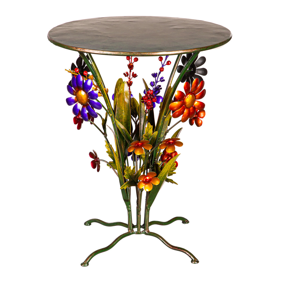 Lark Manor™ Ashelman Handmade Metal Daisies Outdoor Side Table ...