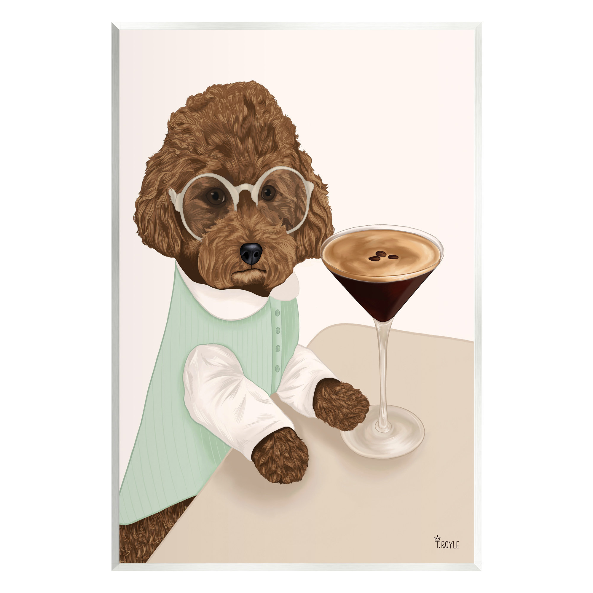 Stupell Industries Dog With Espresso Martini On MDF by Tara Royle Print ...