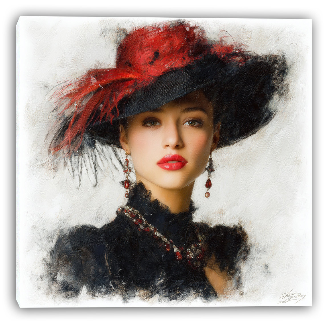 Mercer41 Crimson Fascinator – Wrapped Canvas Wall Art | Wayfair