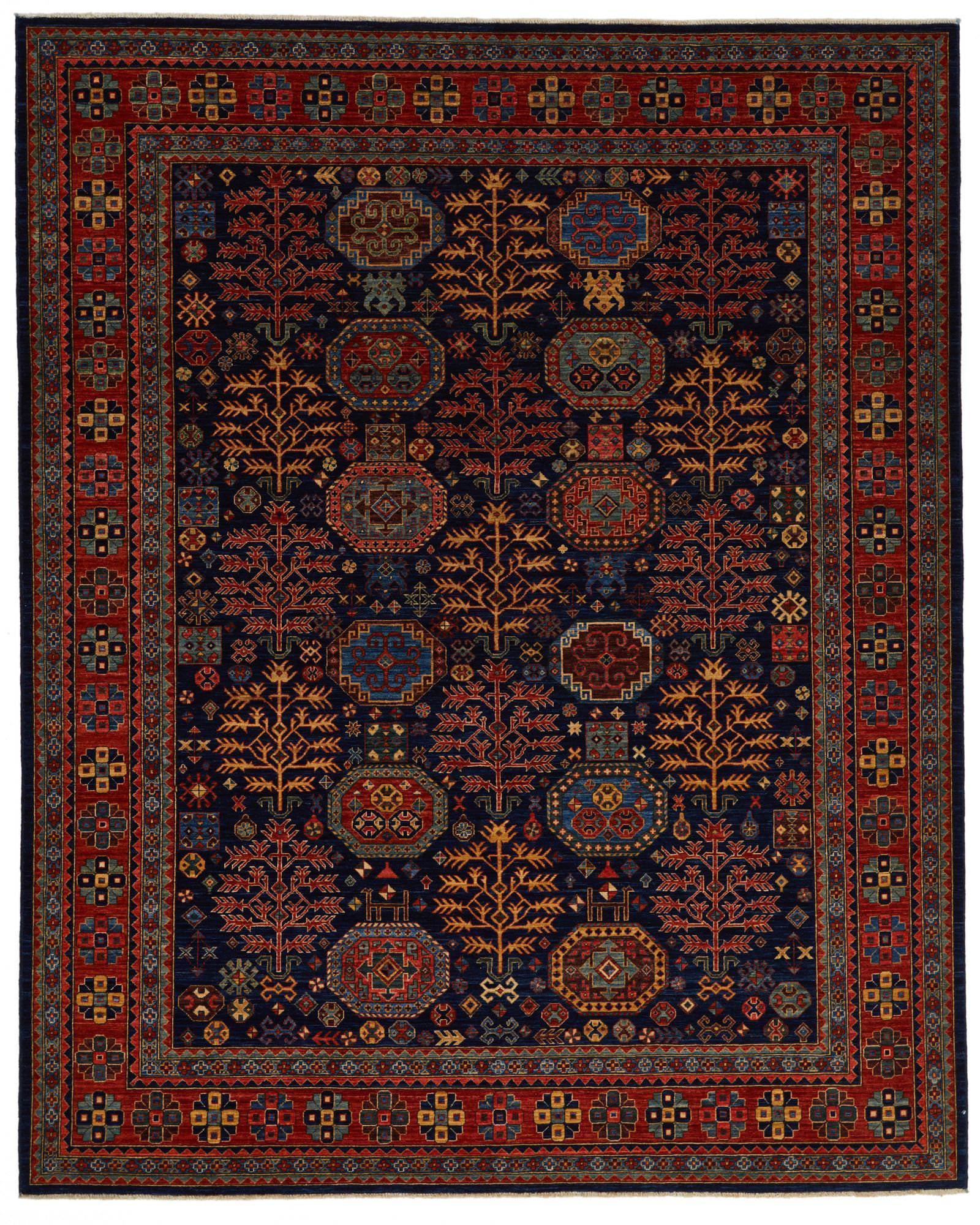 Home and Rugs 8x10 Navy and Rust Traditional Rug | Wayfair